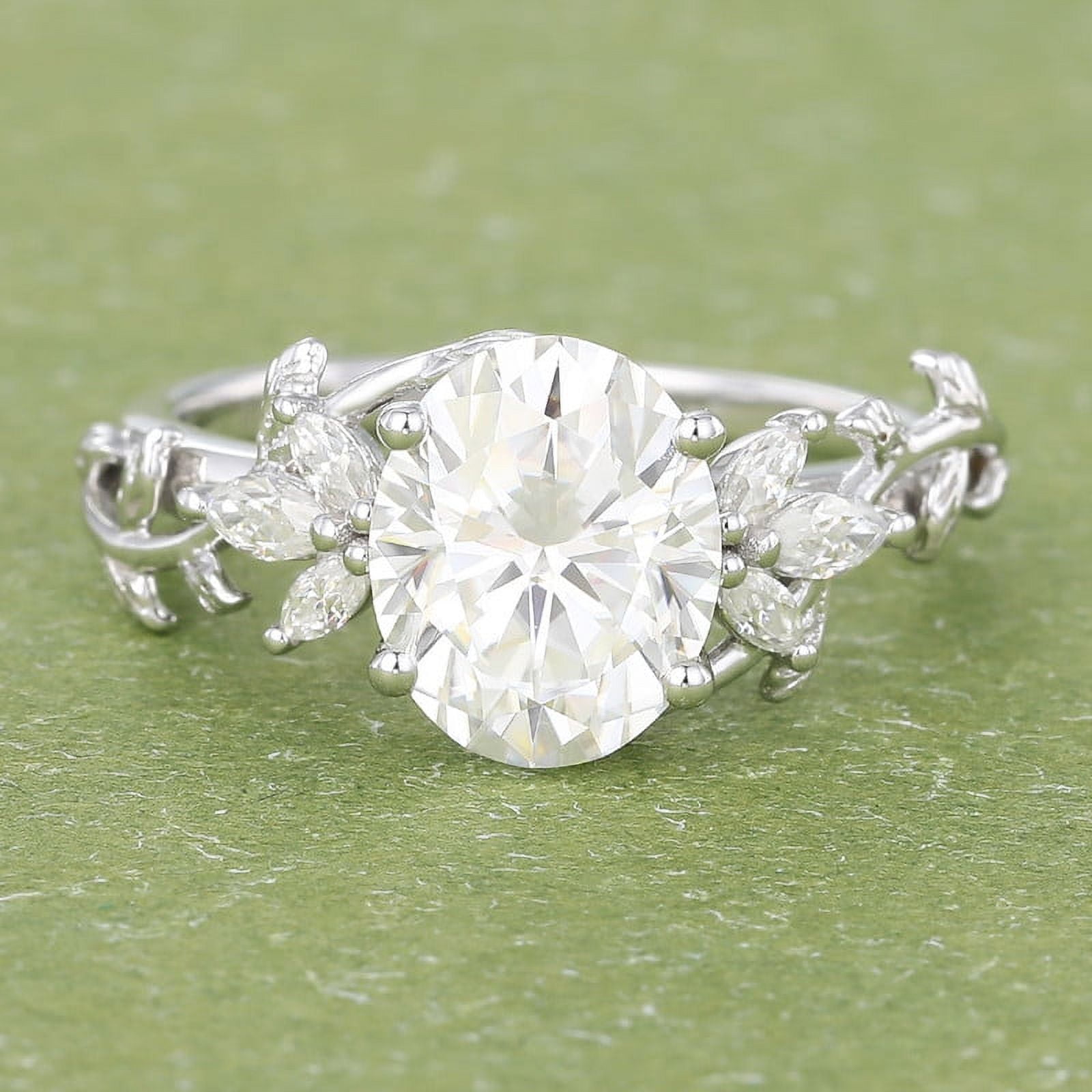 Blue Jewel Oval Cut 2.1 Ct Excellent Lab Created Diamond Ring - 14K White Gold Plated ...