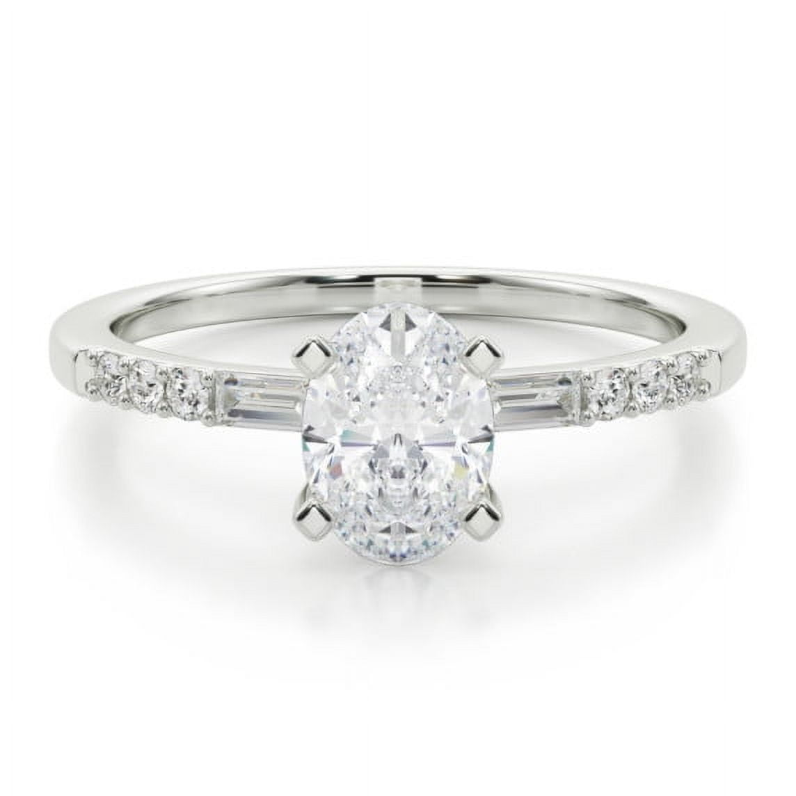 Blue Jewel Oval Cut 2.24 Ct Lab Created Diamond Three Stone Ring - 14K ...