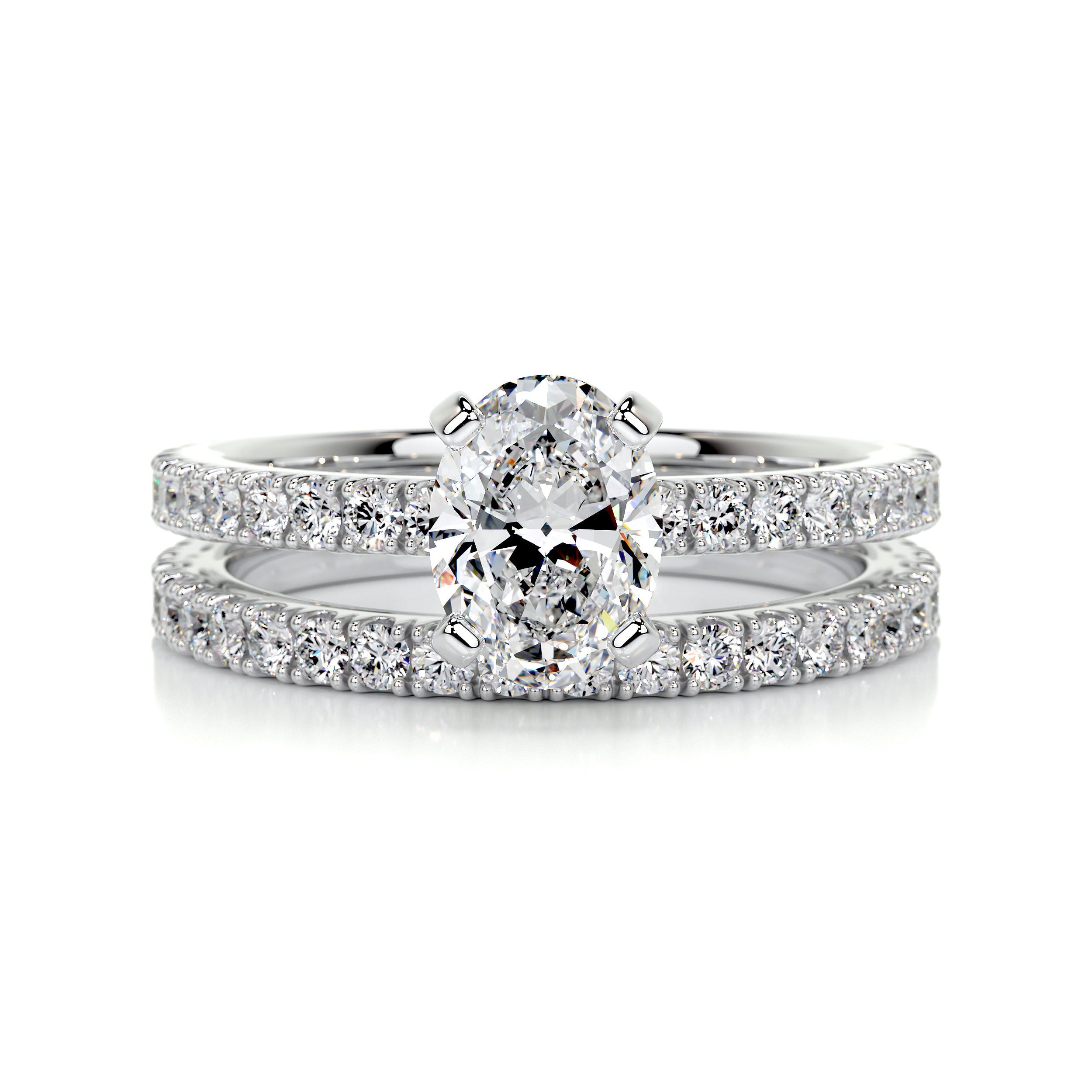 Blue Jewel Oval Cut 1.9 Ct Excellent Diamond Rings for Women - 14K ...
