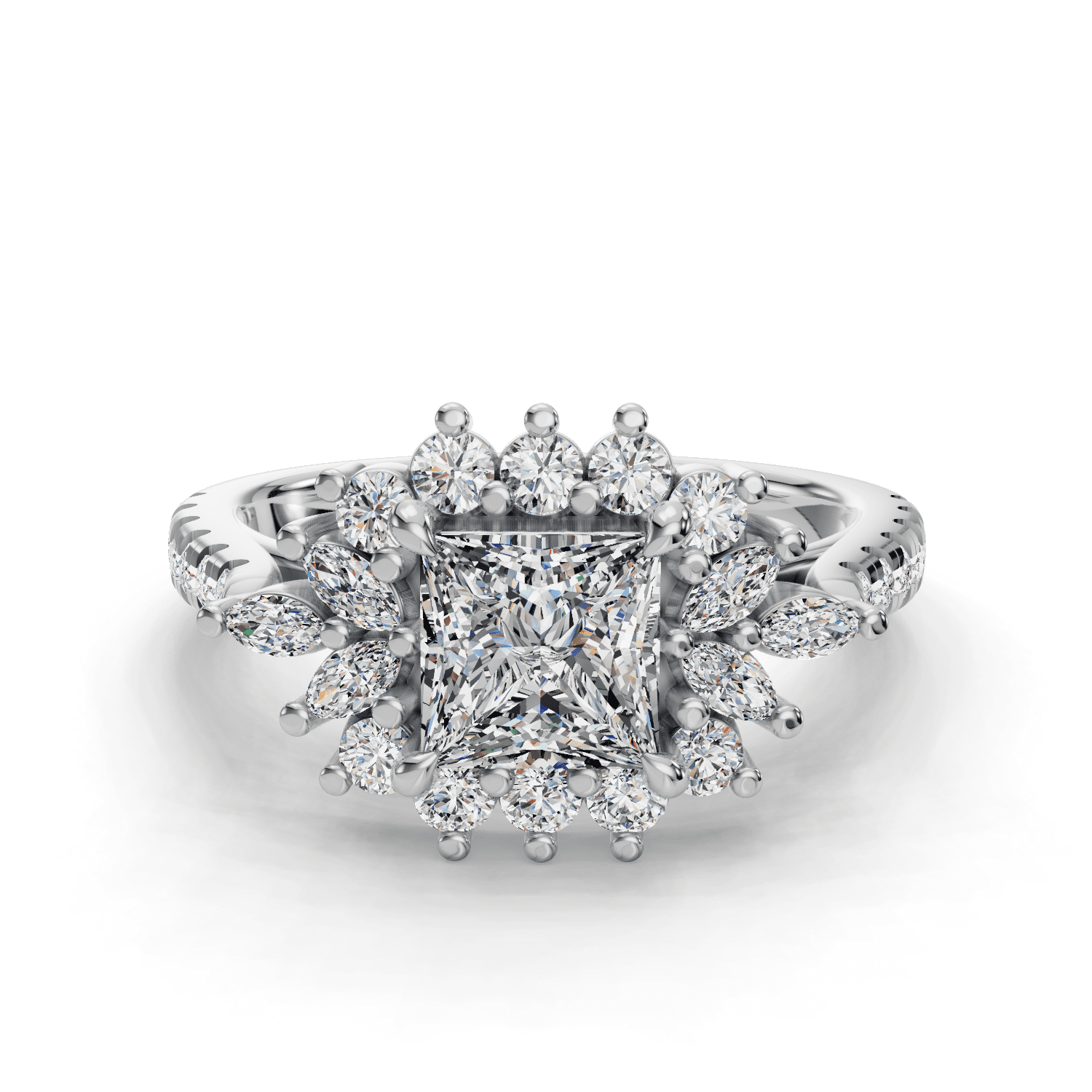Blue Jewel Princess Cut Diamond Engagement Ring - 1.49 Ct Solitaire ...