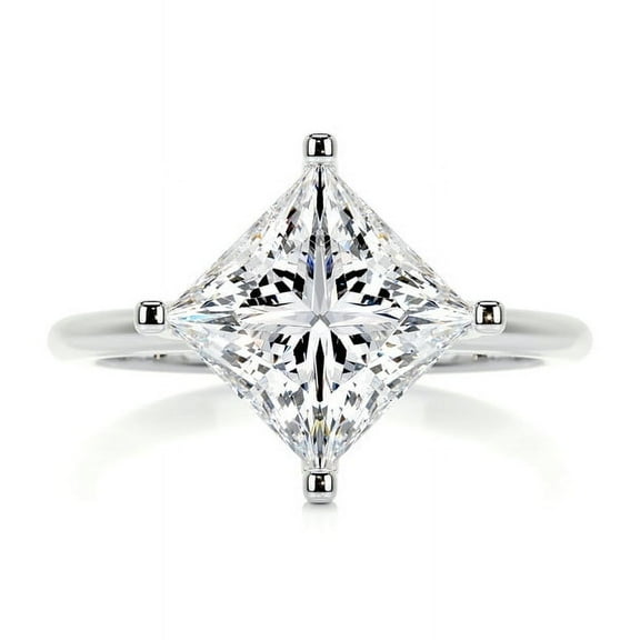 Blue Jewel Silver 14K White Gold Over Ring - Excellent 2 Ct Radiant Cut ...