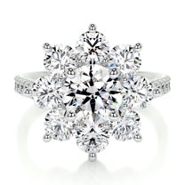 Blue Jewel Round Cut Brilliant 1.9 Ct Diamond Ring For Women's - Silver ...