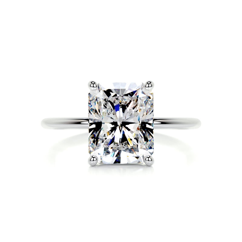 Blue Jewel Silver 14K White Gold Over Ring - Excellent 2 Ct Radiant Cut ...