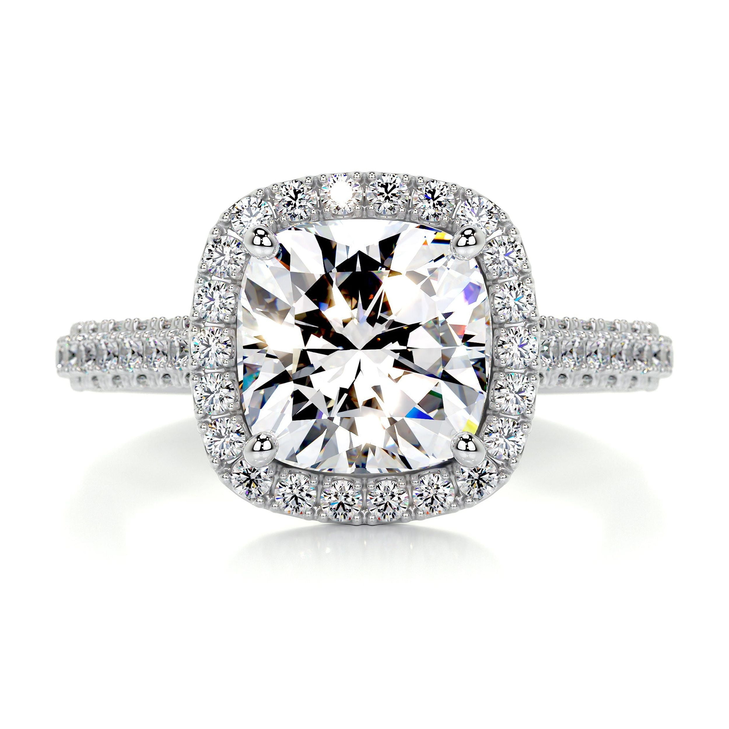 Blue Jewel 14K White Gold Plated Ring - Gifts For Her - 1.9 Ct Cushion ...