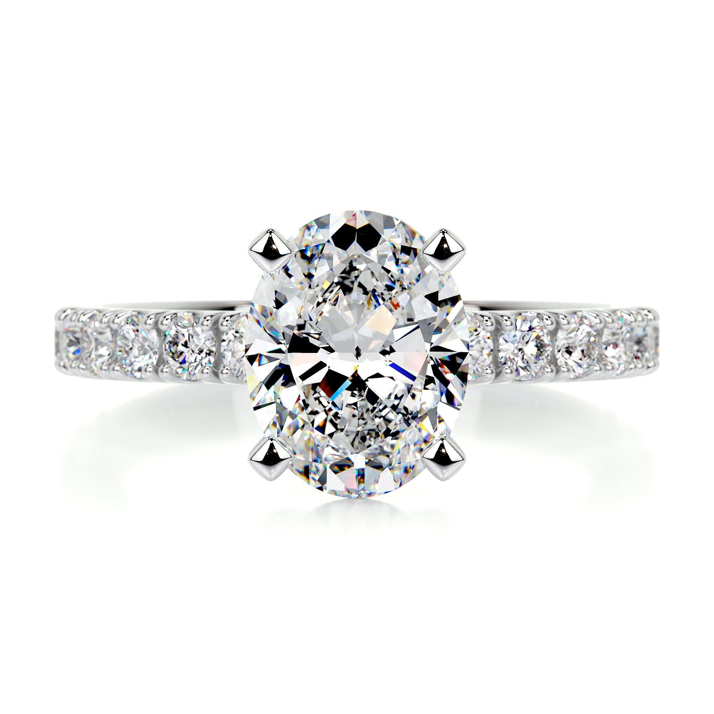 Blue Jewel 14K White Gold Plated Ring - Oval Cut Excellent 2.1 Ct ...