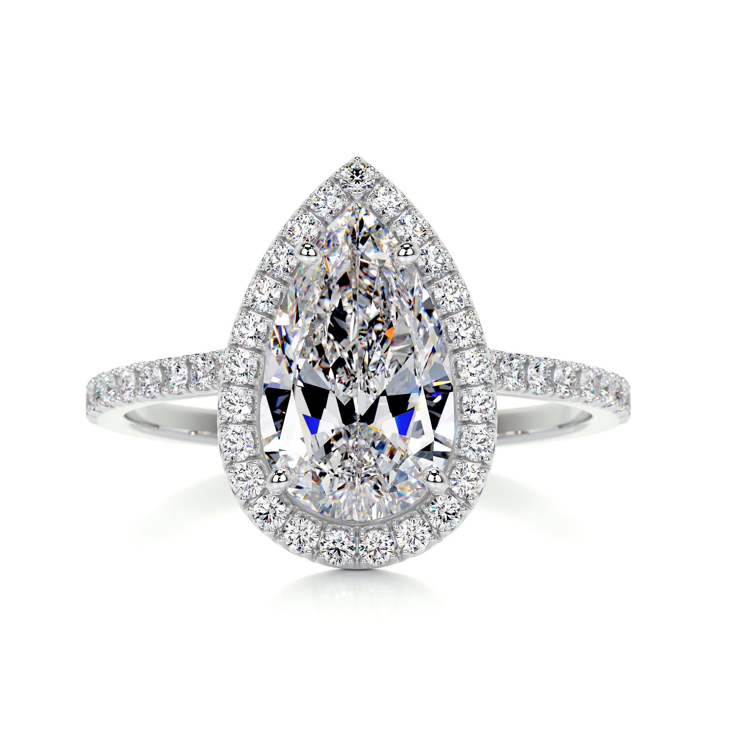 Blue Jewel Wedding Ring - 14K White Gold Plated Ring for Her - Pear Cut ...