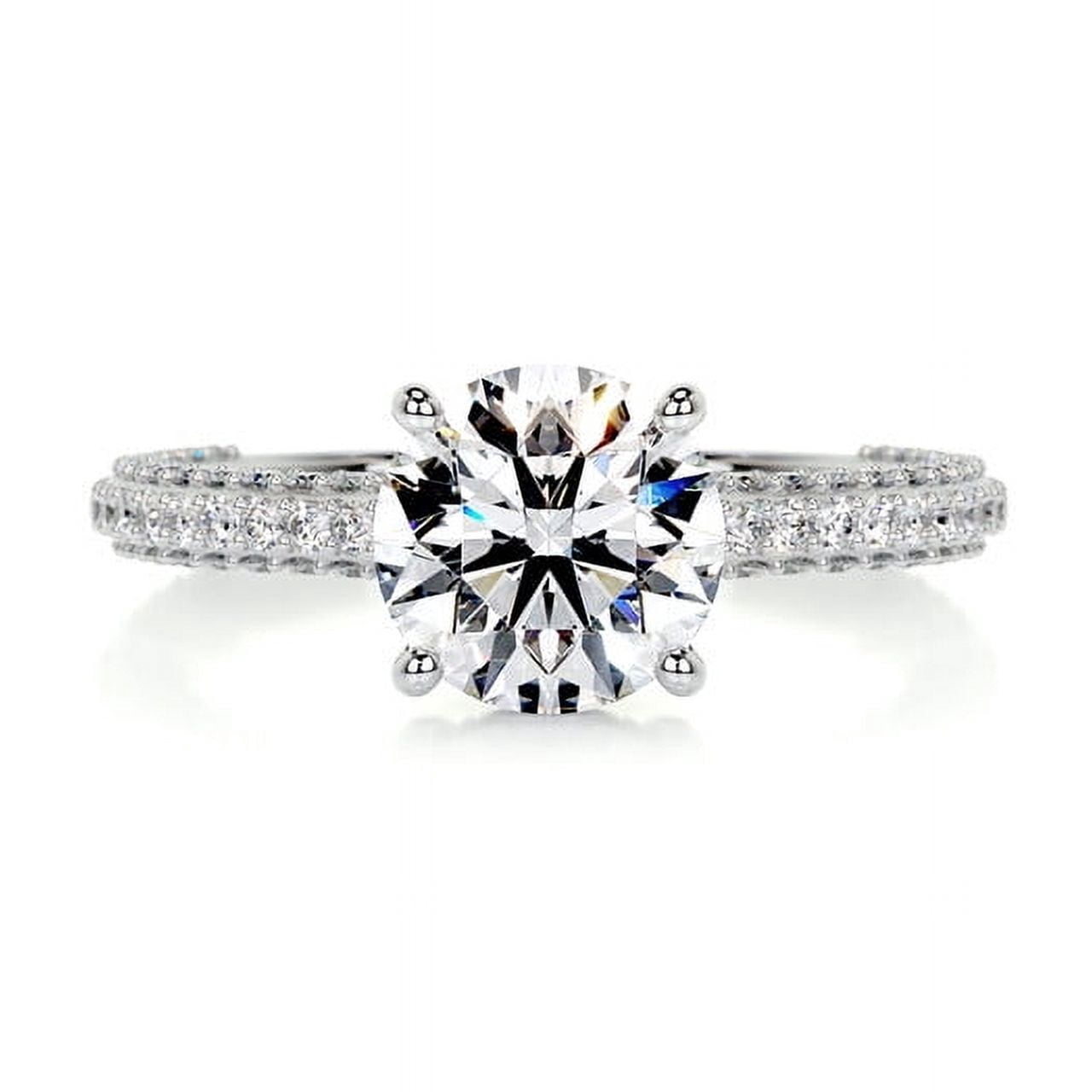 Blue Jewel Wedding Ring for Women - Round Cut Brilliant 1.8 Ct Diamond ...