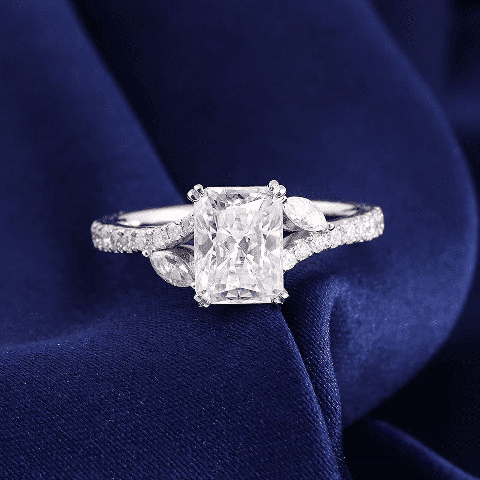 Blue Jewel Wedding Silver Ring - 2.2 Ct Double Prong Set Radiant Cut ...