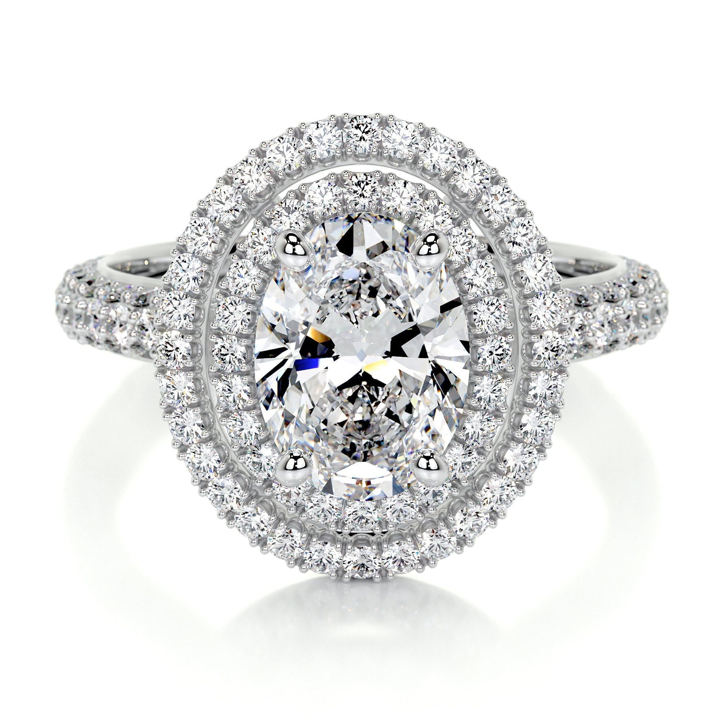 Blue Jewel White Gold Over 14K Silver Diamond Ring for Her - Oval Cut ...