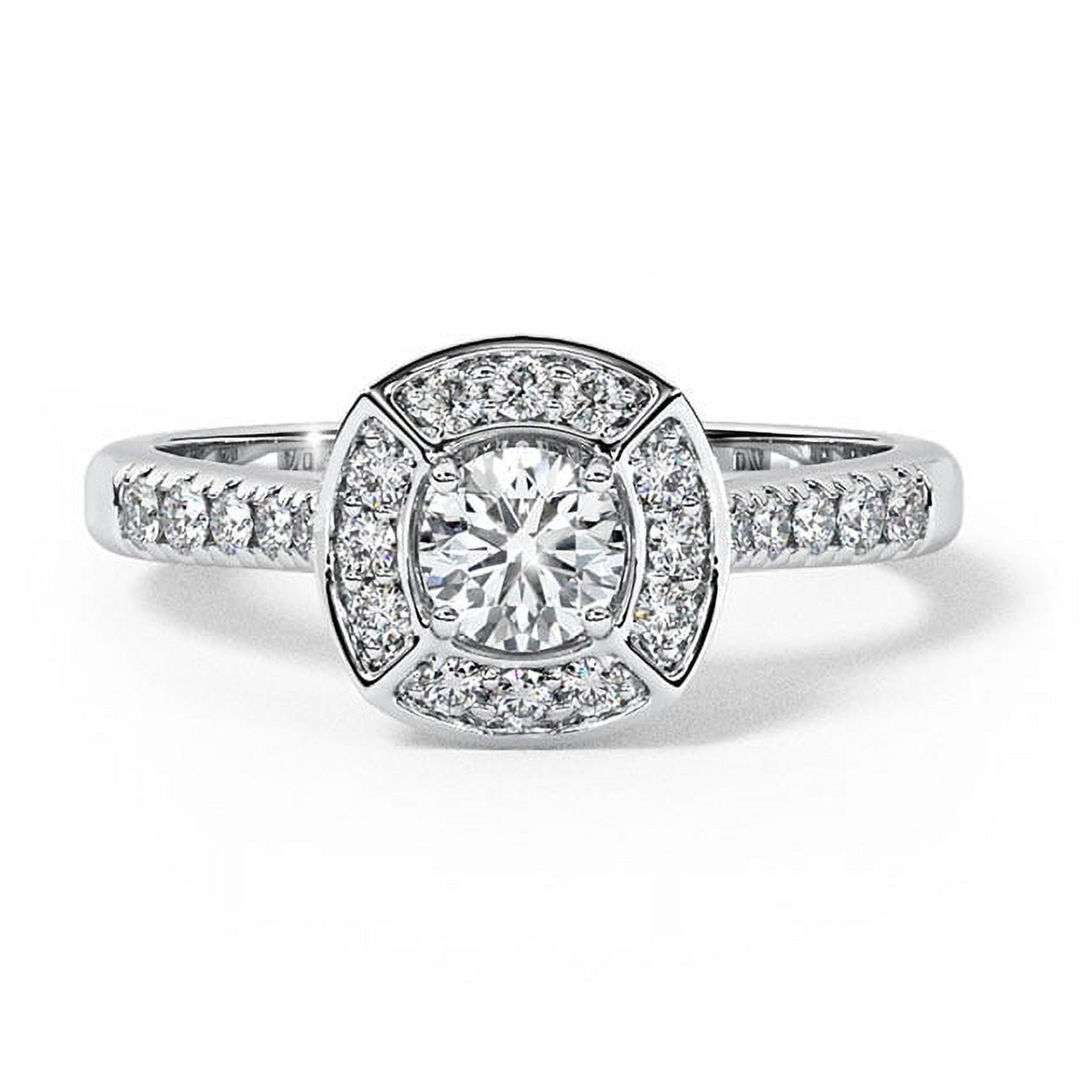 Blue Jewel Women's Engagement Ring - 1.3 Ct Round Cut Diamond - 14K ...