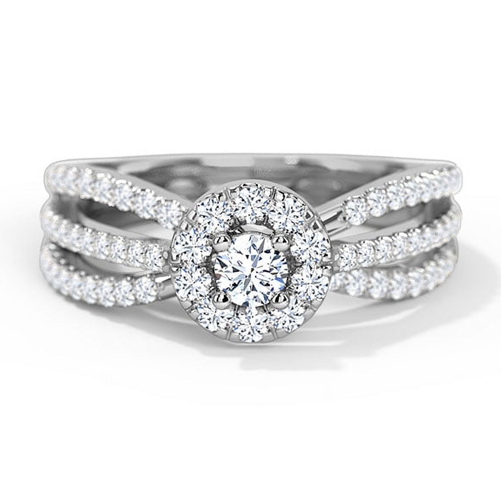 Blue Jewel Women's Engagement Ring - 1.7 Ct Round Cut Diamond in 14K ...