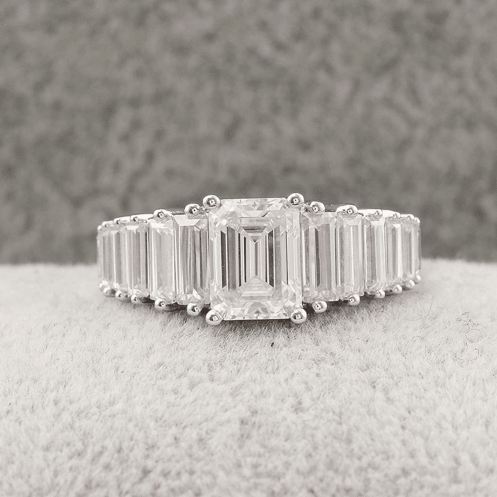 Blue Jewelry 1.8 Ct Emerald Cut Diamond Wedding Rings - 14K White gold ...