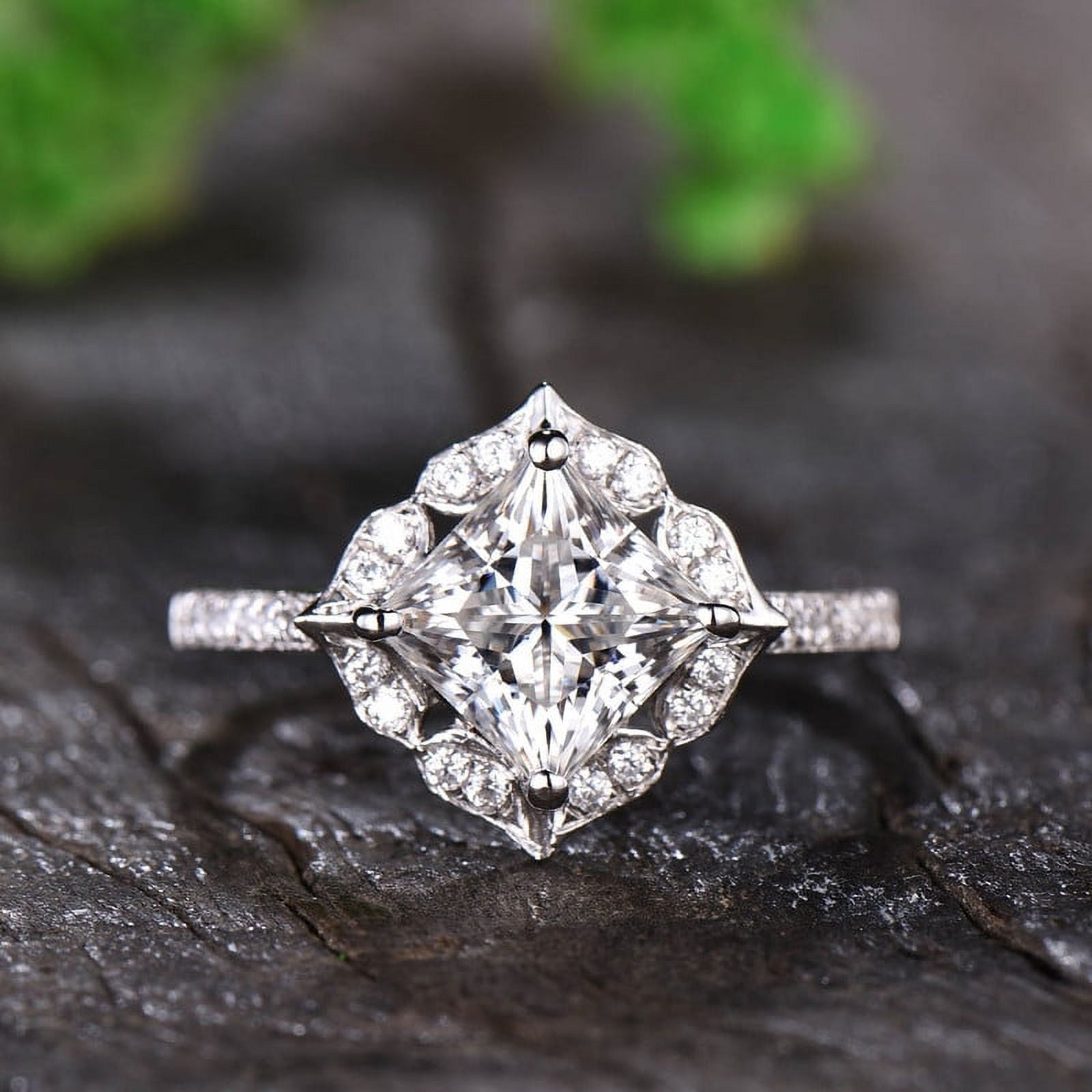 Blue Jewelry 1.9 Ct Princess Cut Diamond Ring - 14K White Gold Plated ...