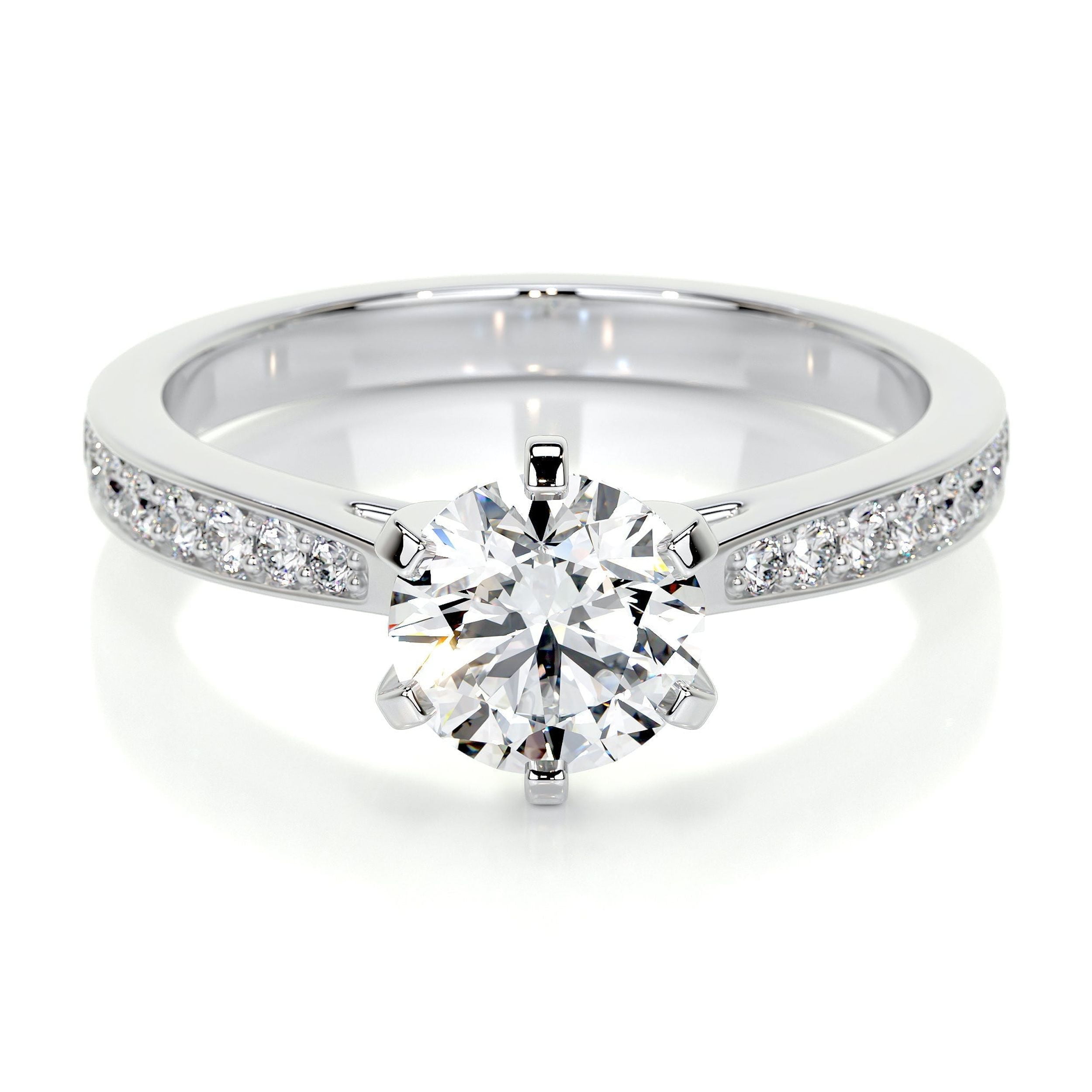 Blue Jewelry 14K White Gold Plated White Gold Plated Diamond Rings - Brilliant 1.8 Ct Round Cut ...