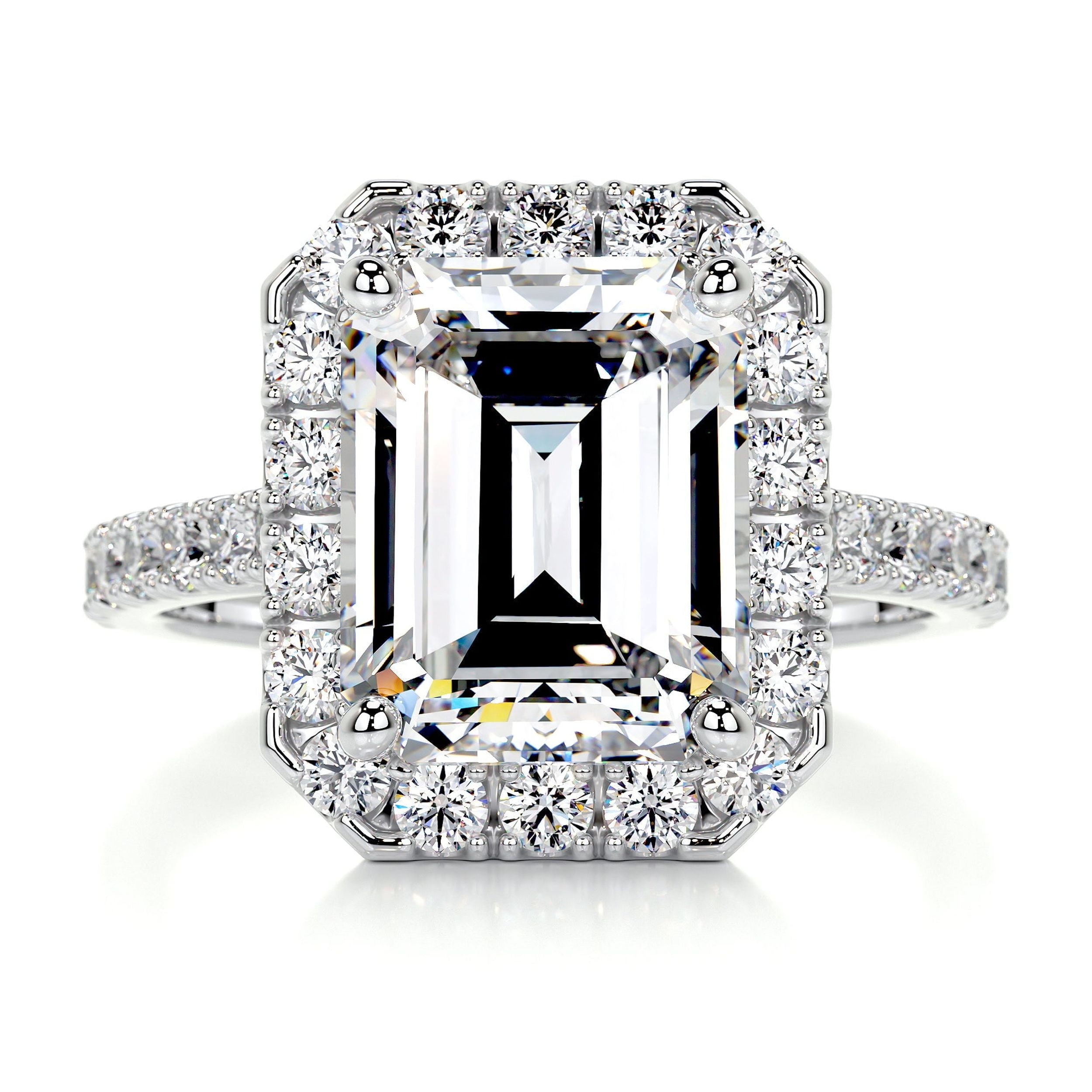 Blue Jewelry 14K White Gold Plated White Gold Plated Moissanite Rings for Her - Emerald Cut ...