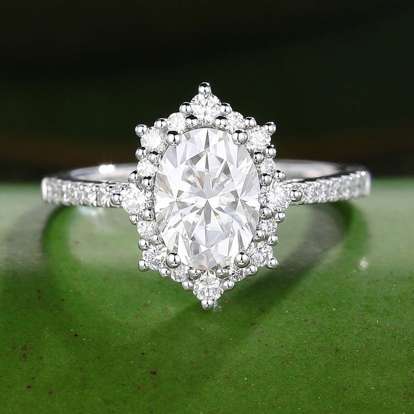 Blue Jewelry 2.1 Ct Oval Cut Diamond Rings - 14K White Gold Plated ...