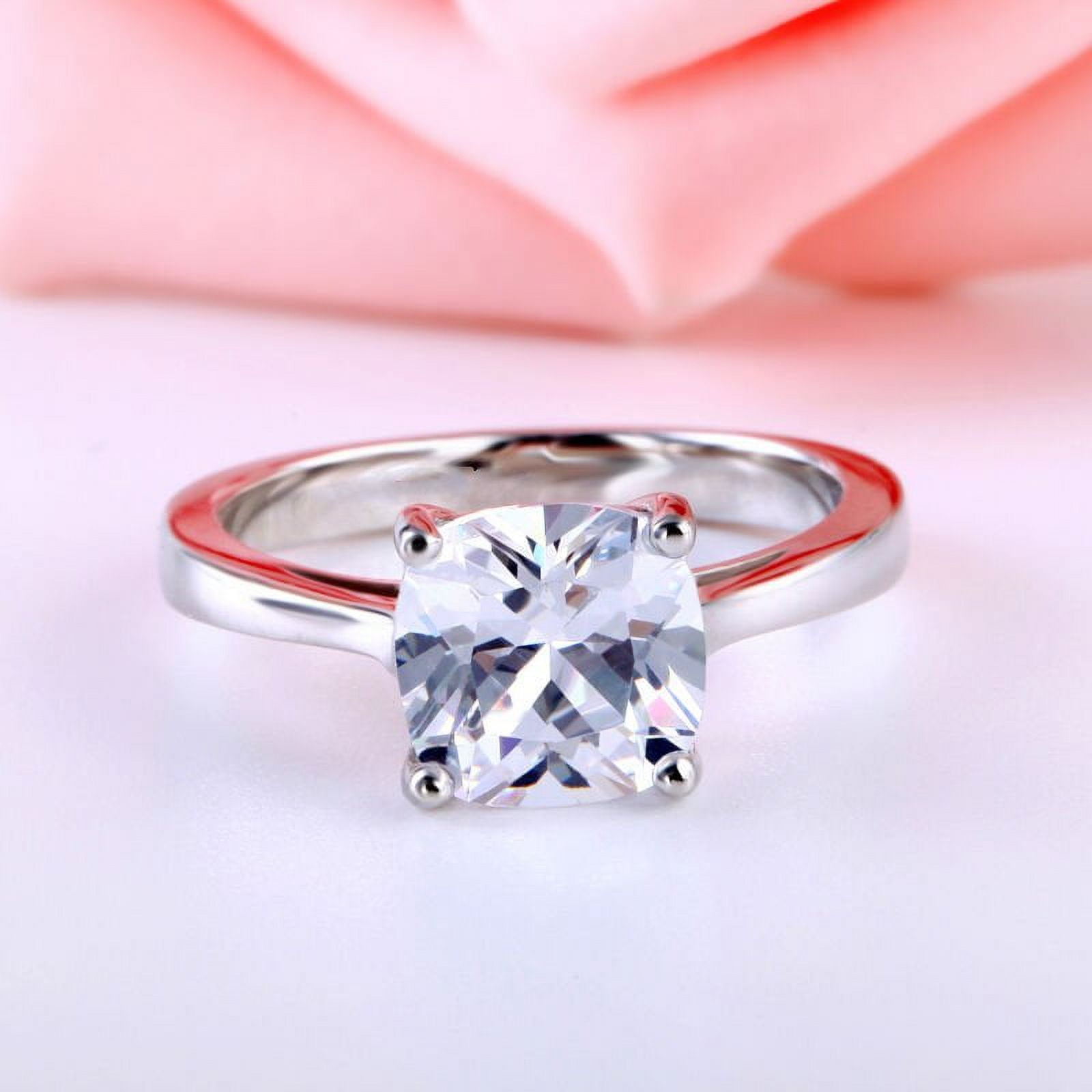 Blue Jewelry 2 Ct Cushion Cut Moissanite Solitaire Ring for Women's ...