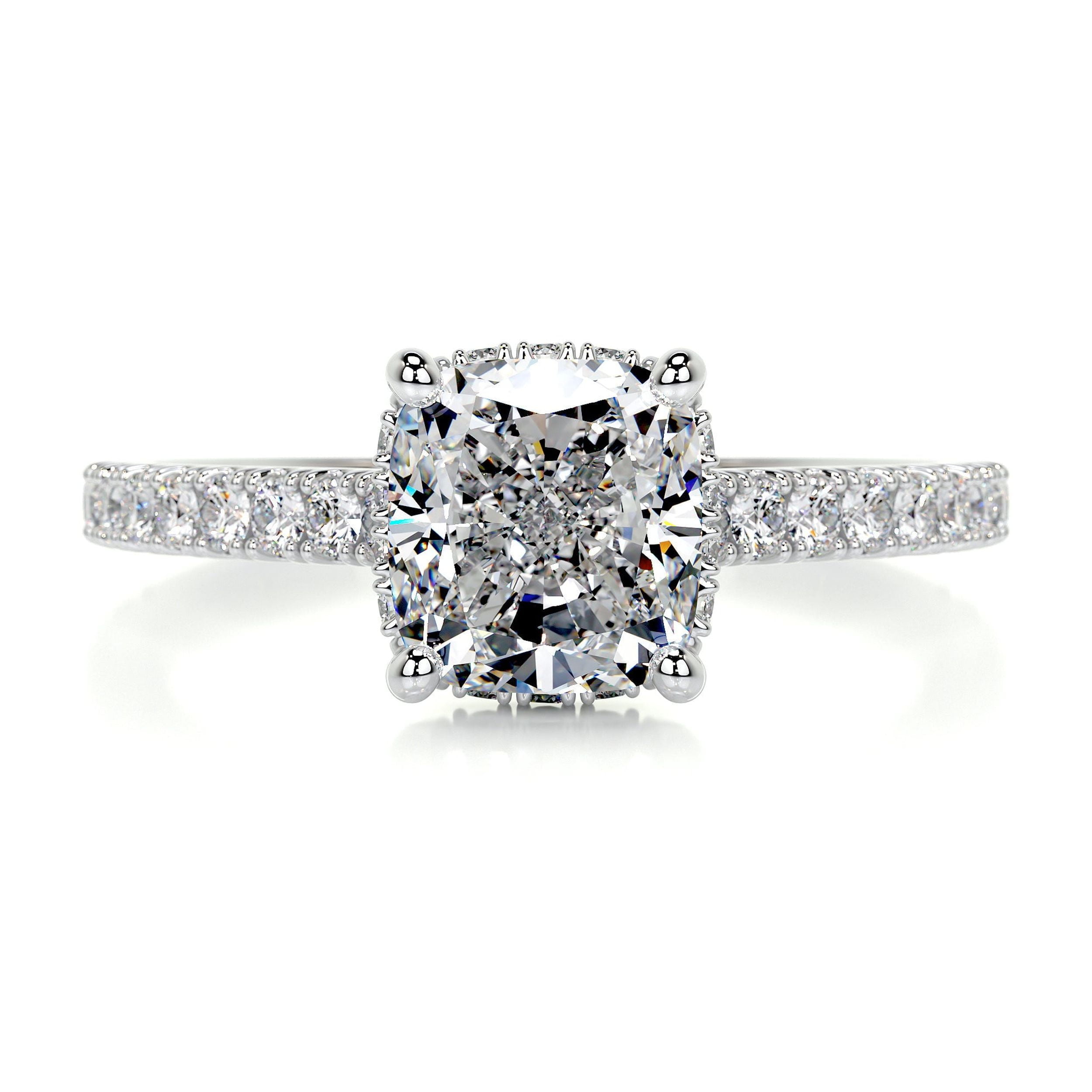 Blue Jewelry 2 Ct Cushion Cut Moissanite - Wedding Ring for Her - 14K White Gold Plated ...