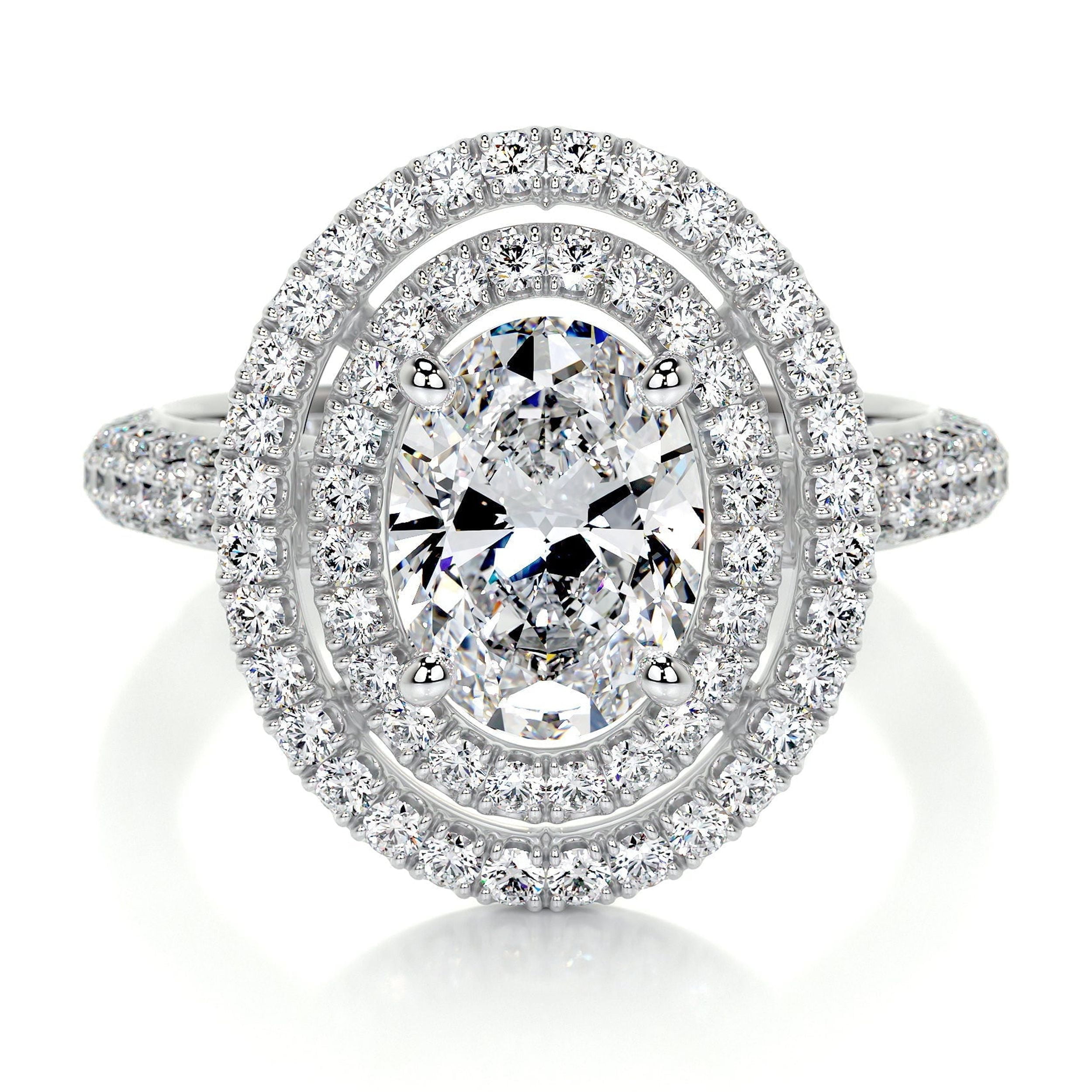 Blue Jewelry 2 Ct Oval Cut Moissanite - Wedding Ring - 14K White Gold Plated Finish - Solitaire ...