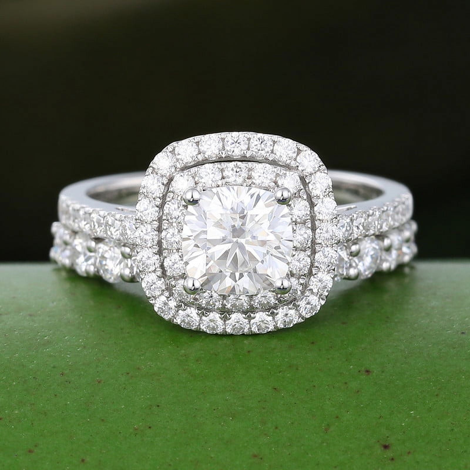 Blue Jewelry Bridal Ring Set - 14K White Gold Plated Engagement Ring ...