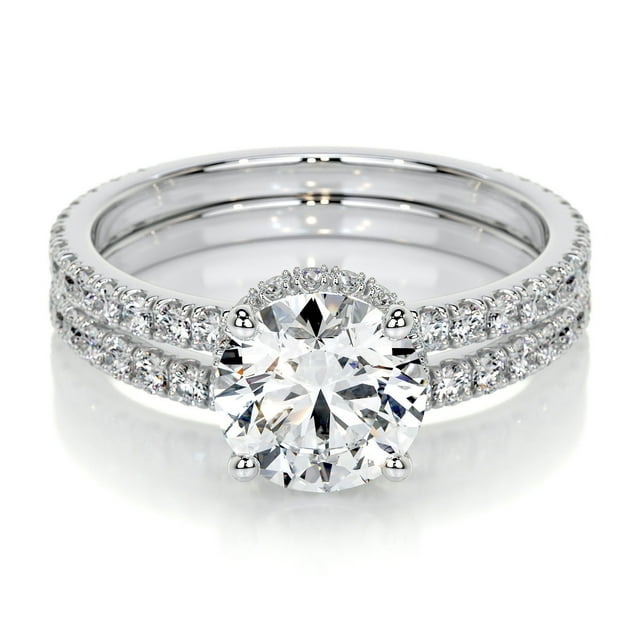 Blue Jewelry Dazzling 1.8 Ct Round Cut Hidden Halo Two Eternity Diamond ...