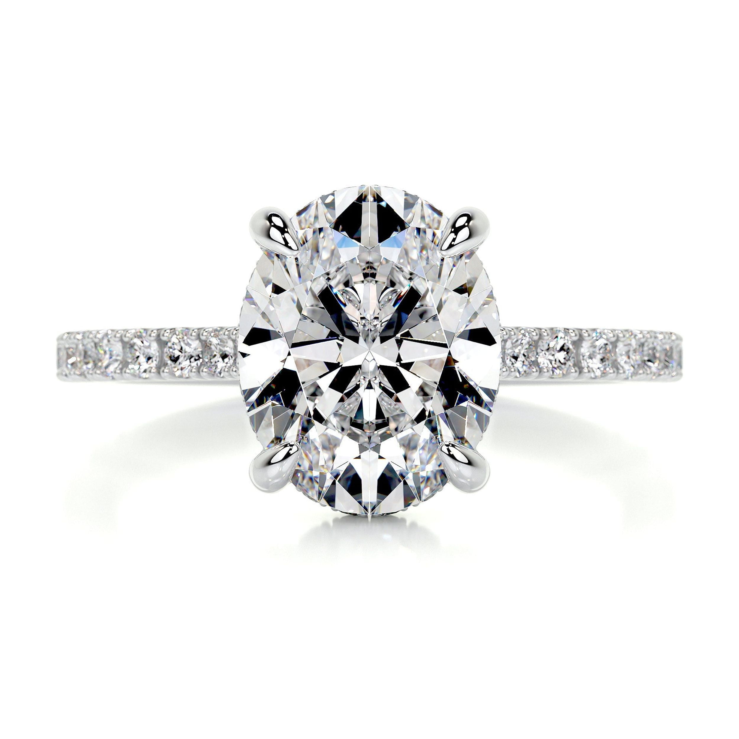 Blue Jewelry Elegant 2 Ct Oval Hidden Halo Surprise Diamond Ring - Lab ...