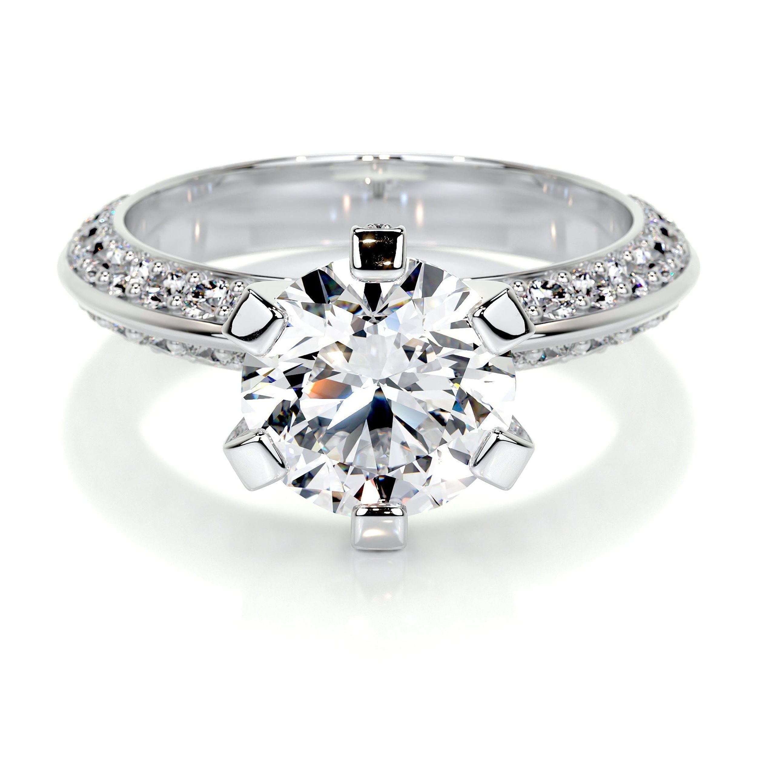 Blue Jewelry Elegant Round Cut Eternity Broad Band Moissanite Rings - 2 ...