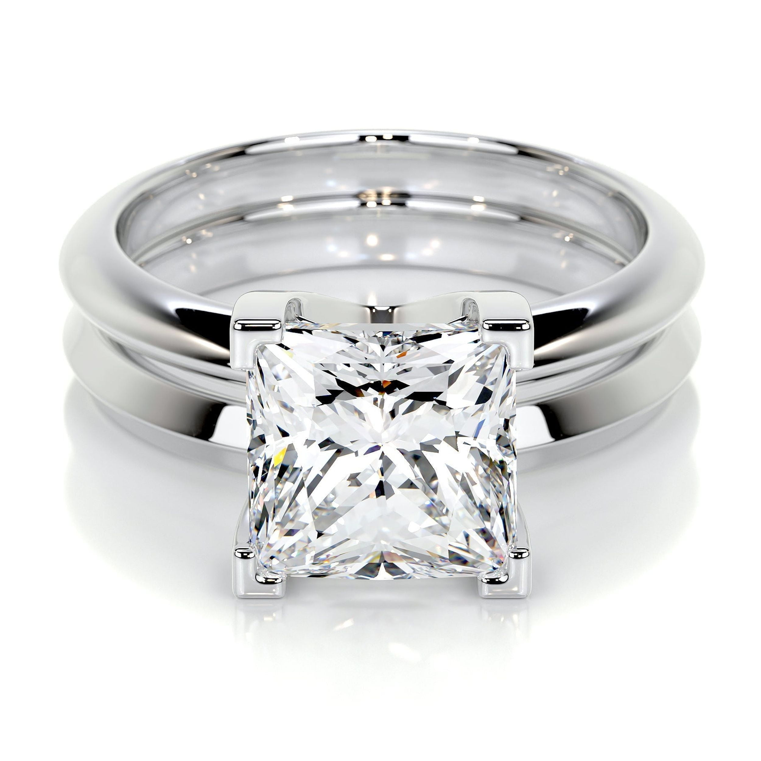 Blue Jewelry Exquisite Princess Cut Solitaire Ring – 1.9 Ct Moissanite ...