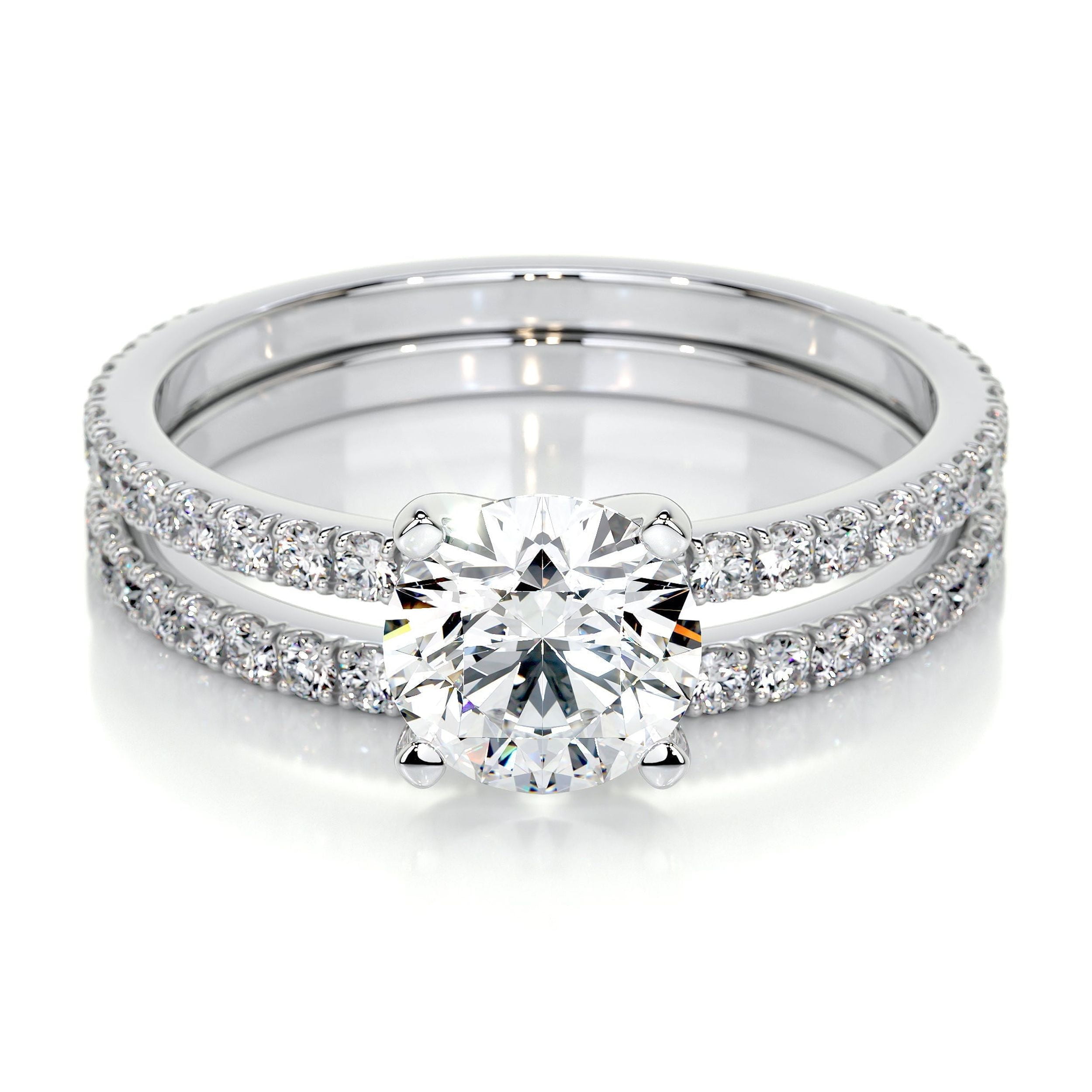 Blue Jewelry Gorgeous 1.8 Ct Round Cut Double Eternity Moissanite Ring – Moissanite Moissanite ...