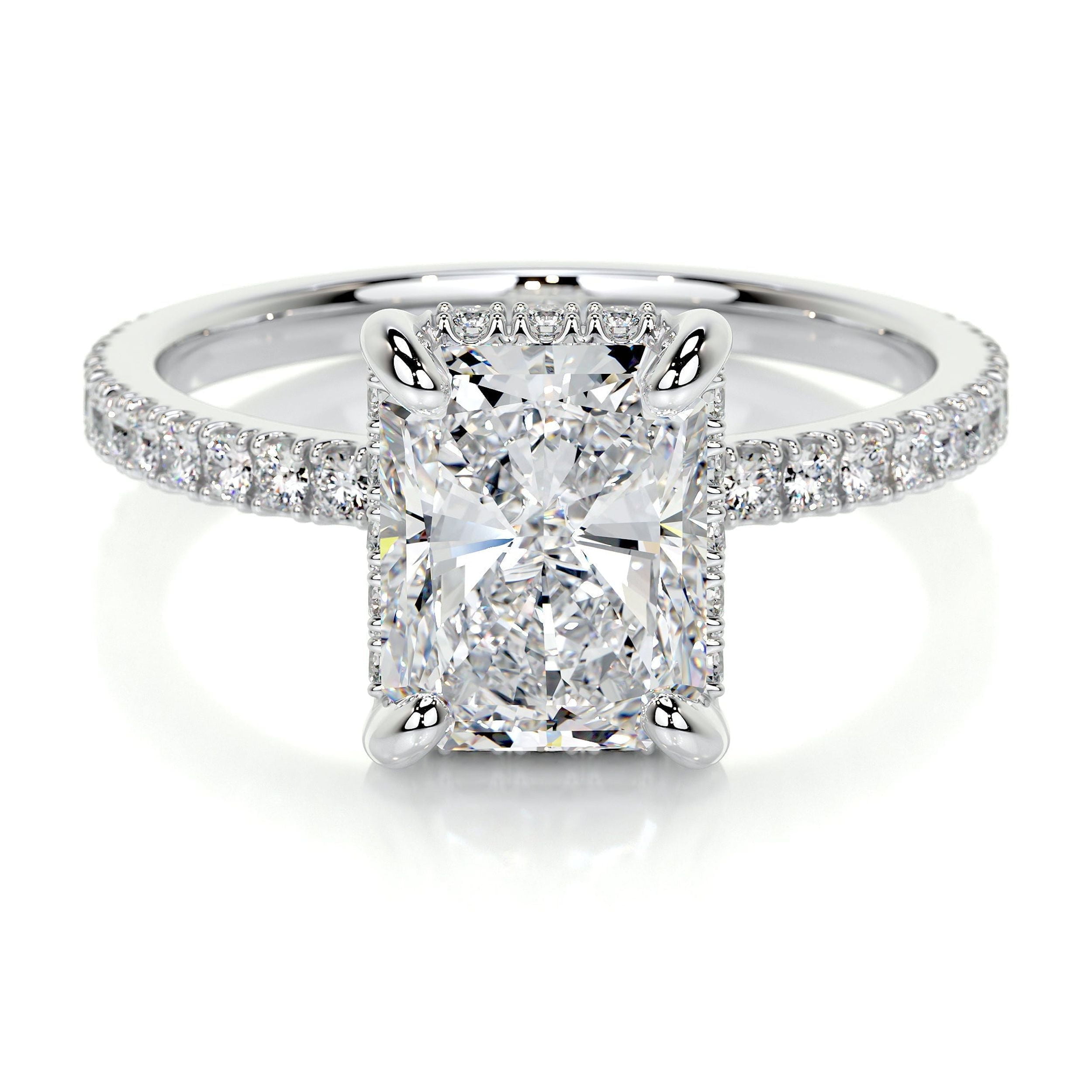 Blue Jewelry Princess Cut 1.9 Ct Excellent Moissanite Rings - Wedding Ring for Her - 14K White ...