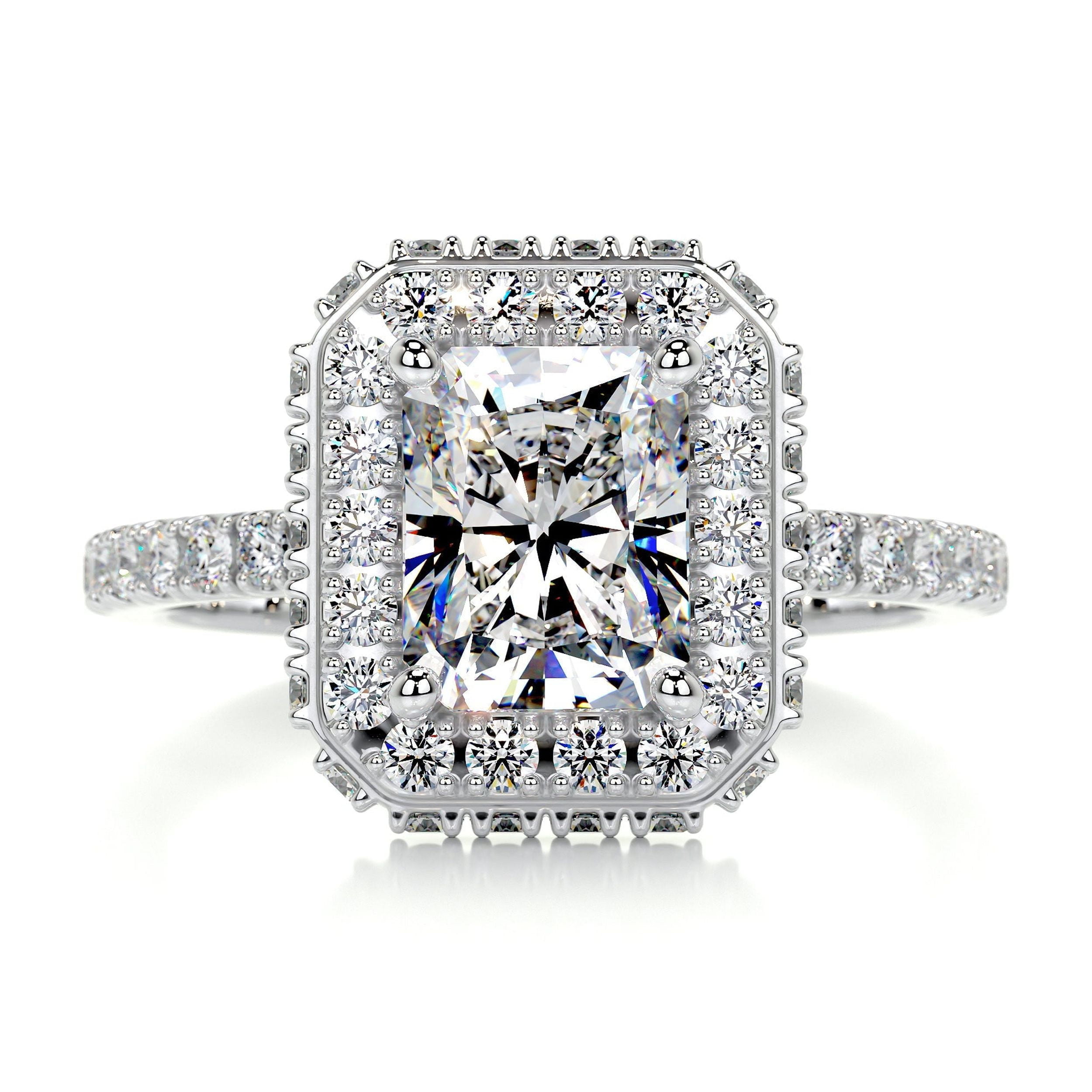 Blue Jewelry Radiant Cut Excellent 2 Ct Moissanite Rings - Wedding Rings - 14K White Gold Plated ...