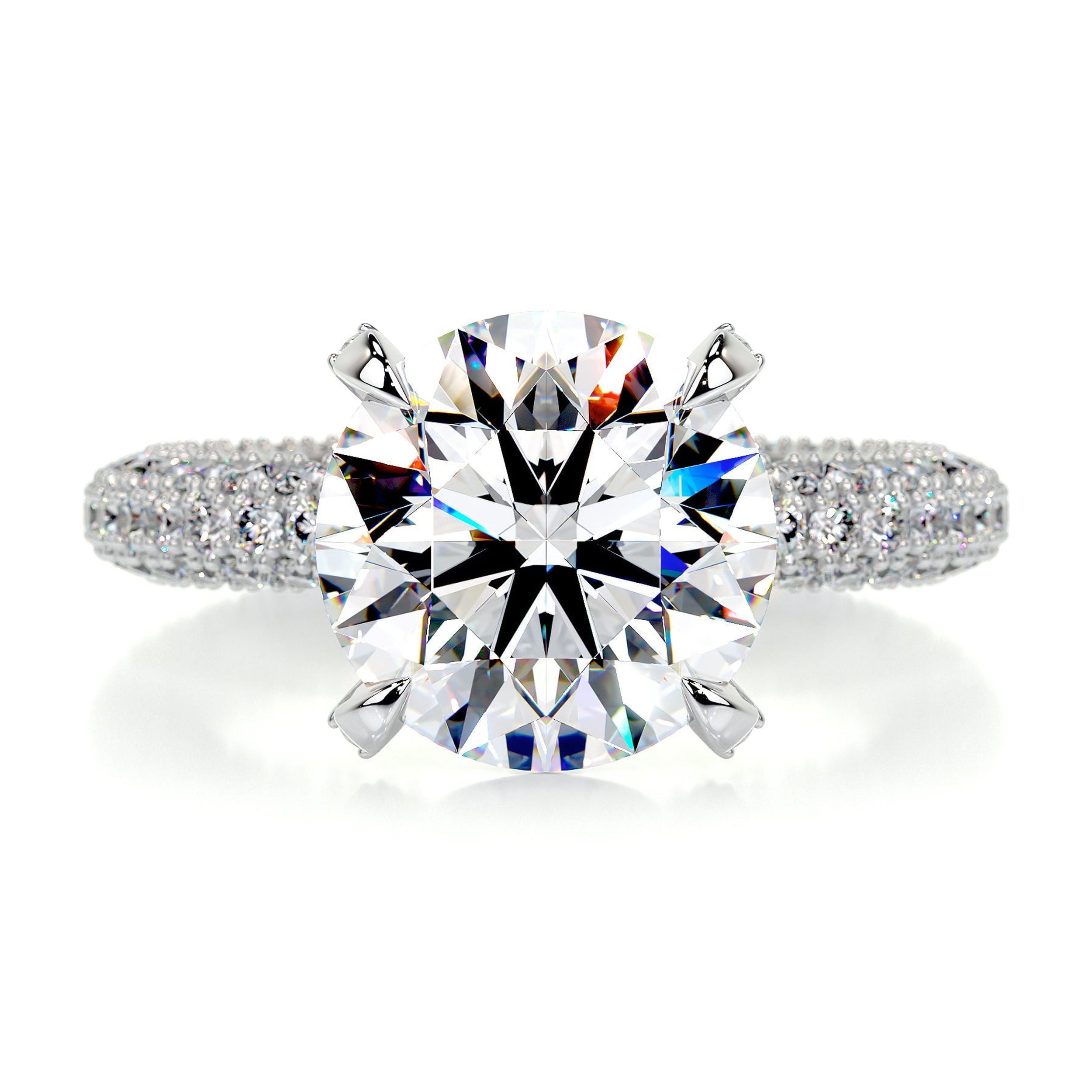 Blue Jewelry Round Cut Brilliant 2 Ct Moissanite Rings - Wedding Ring - 14K White Gold Plated ...