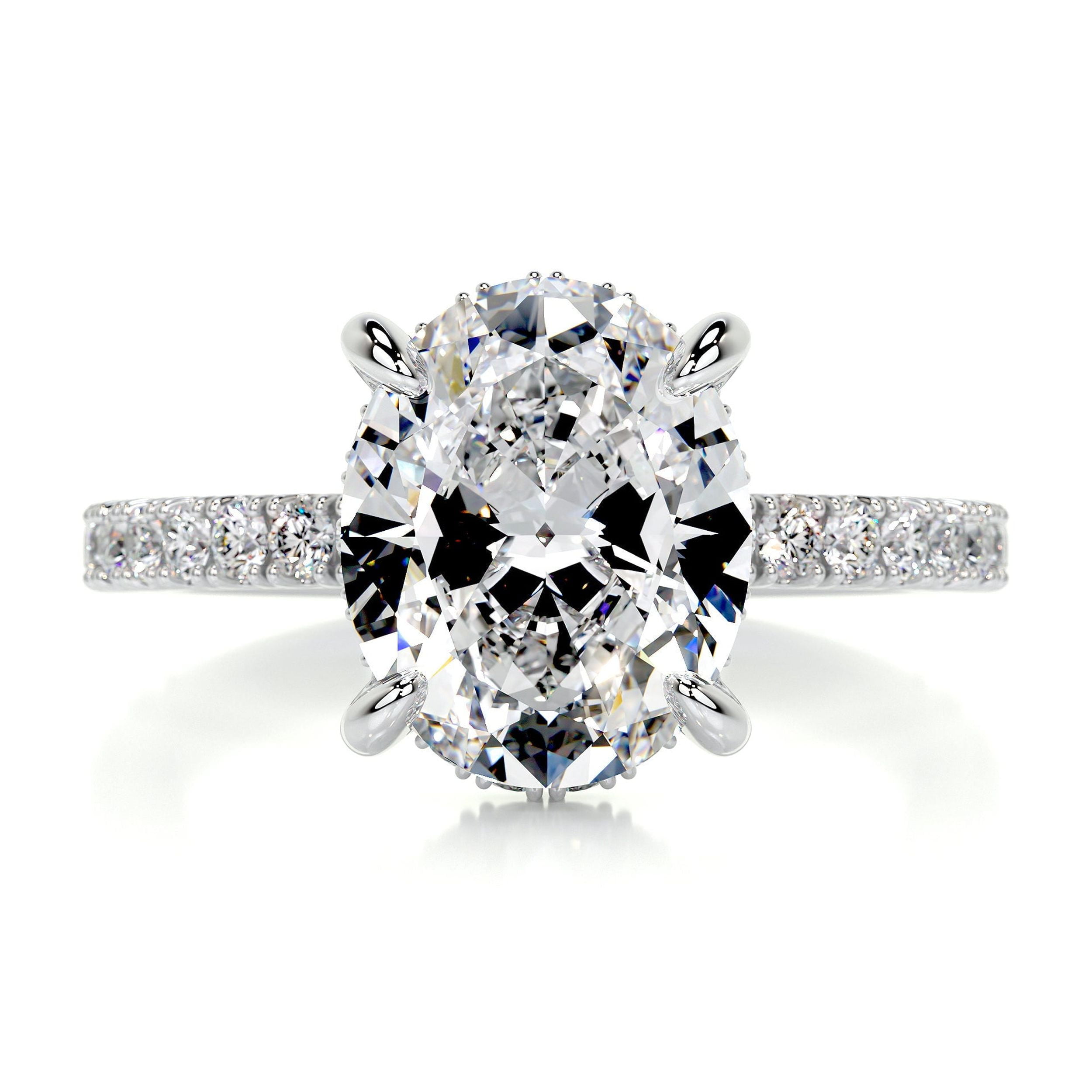 Blue Jewelry Sparkling 2.2 Ct Oval Cut Hidden Halo Two Eternity Diamond ...