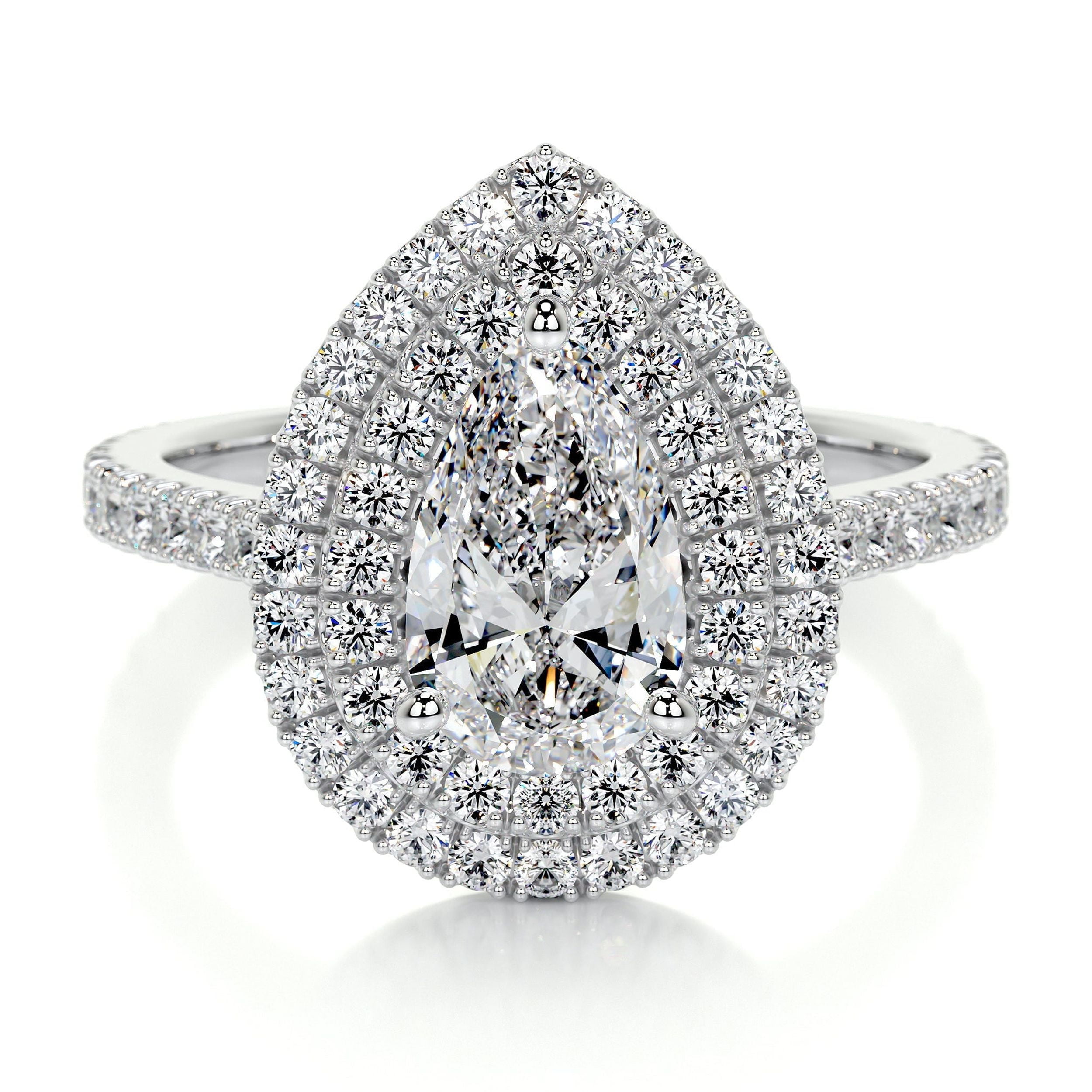 Blue Jewelry Wedding Ring - 2 Ct Pear Cut Moissanite - 14K White Gold Plated Rings - Solitaire ...