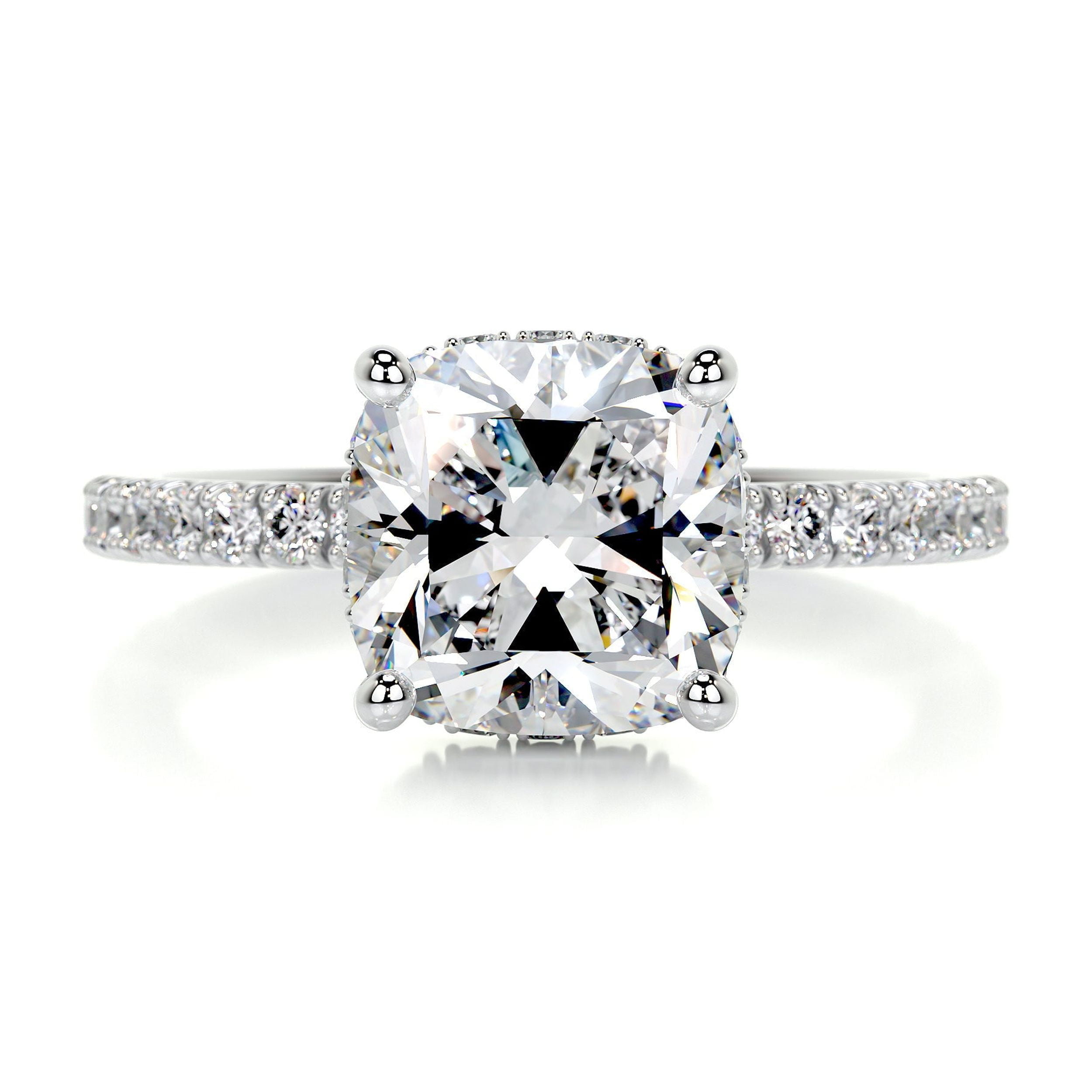 Blue Jewelry Wedding Rings - 14K White Gold Plated Rings - 2.1 Ct Cushion Cut Moissanite ...