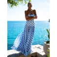 Blue Jumpsuit-2 Heart Print Strapless Maxi Cover-Up With Ruffle Hem ...