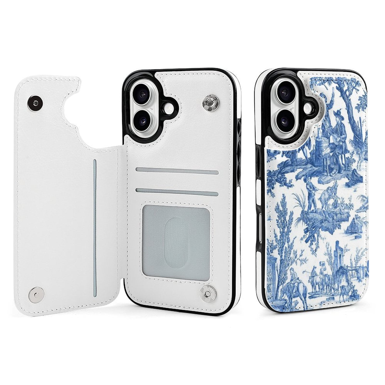 Blue Juy Leather Wallet Case for iPhone 16 Pro Max 16E 16SE4 16PRO Wallet Case Card Holder Flip ...