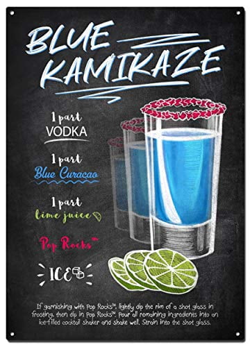 Blue Kamikaze Metal Aluminum Signs, Drinks and Cocktails Colorfast ...