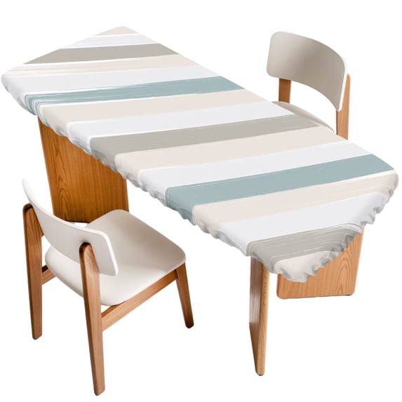 Blue Khaki Fitted Rectangle Tablecloth 32" x 96" Striped Concise Brush ...