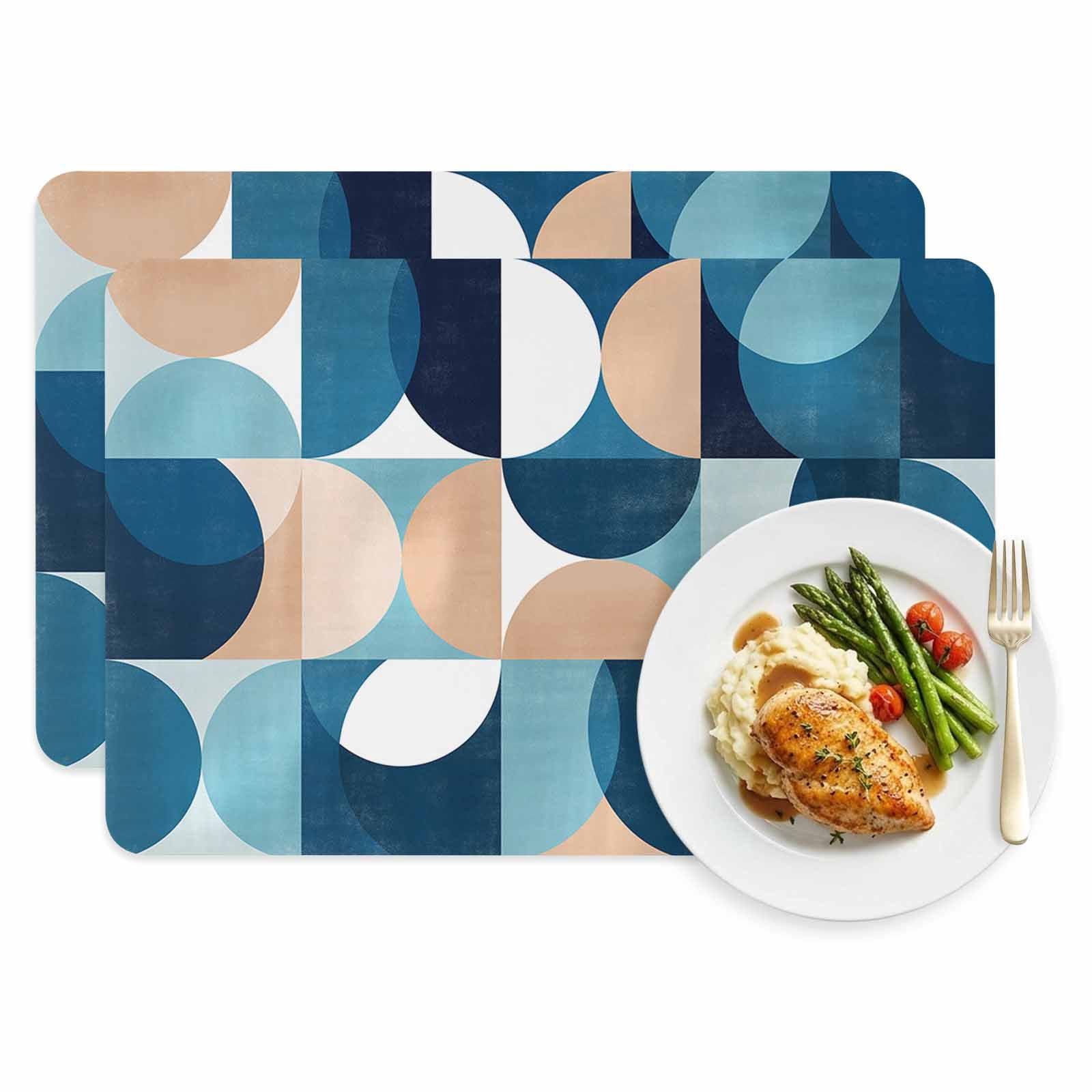 Blue Khaki Leather Placemats Set of 2, 12x18 Inch, Nordic Retro ...