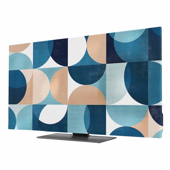 Blue Khaki TV Dust Cover 75 Inch, Nordic Retro Medieval Geometric ...