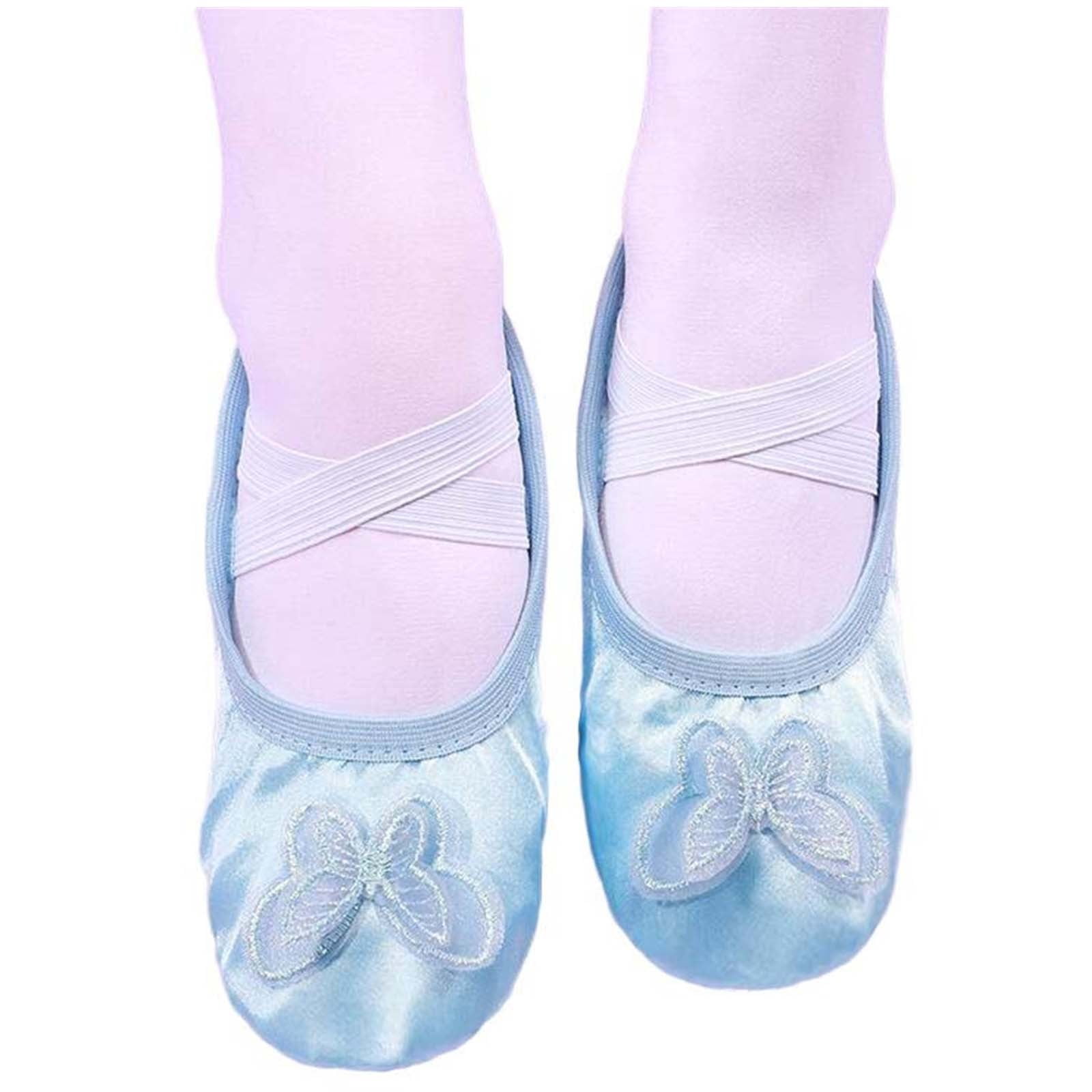 Blue Kids Butterfly Ballet Practice Shoes With Soft Sole For Exercise ...