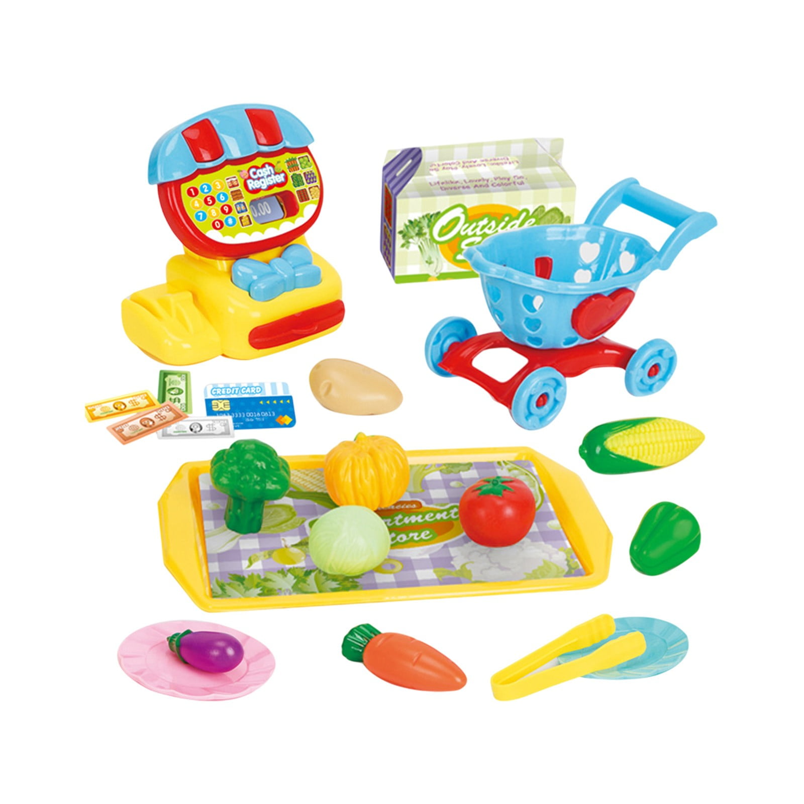 Blue Kids Kitchen Toy Set Pretend Play Cooking Educational Role Play ...