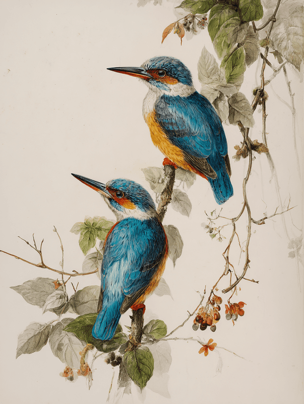Blue Kingfisher Bird Canvas Wall Art Print, Living Room Bedroom Dining ...