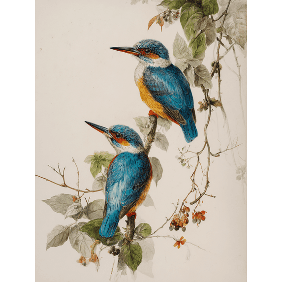 Blue Kingfisher Bird Canvas Wall Art Print, Living Room Bedroom Dining ...