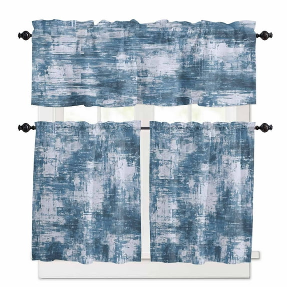 Blue Kitchen Curtains Valance and Tier Set Modern Abstract Gradient ...