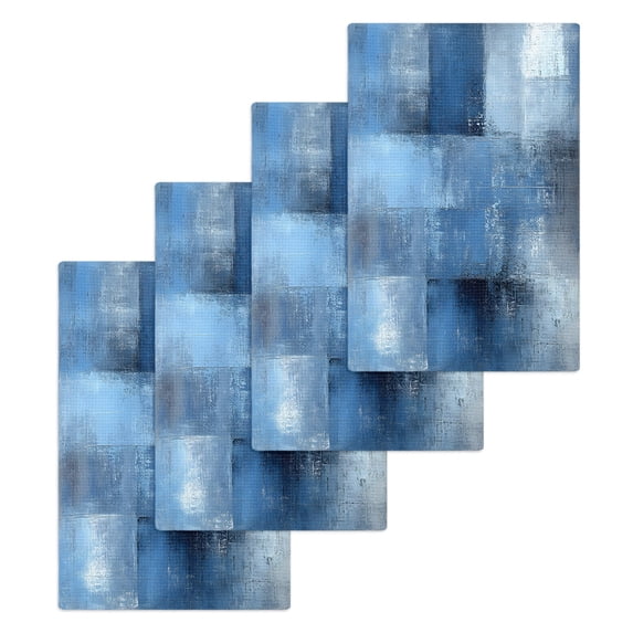 Blue Kitchen Dish Towels for Drying Dishes Set of 4, Ombre Oil Painted ...