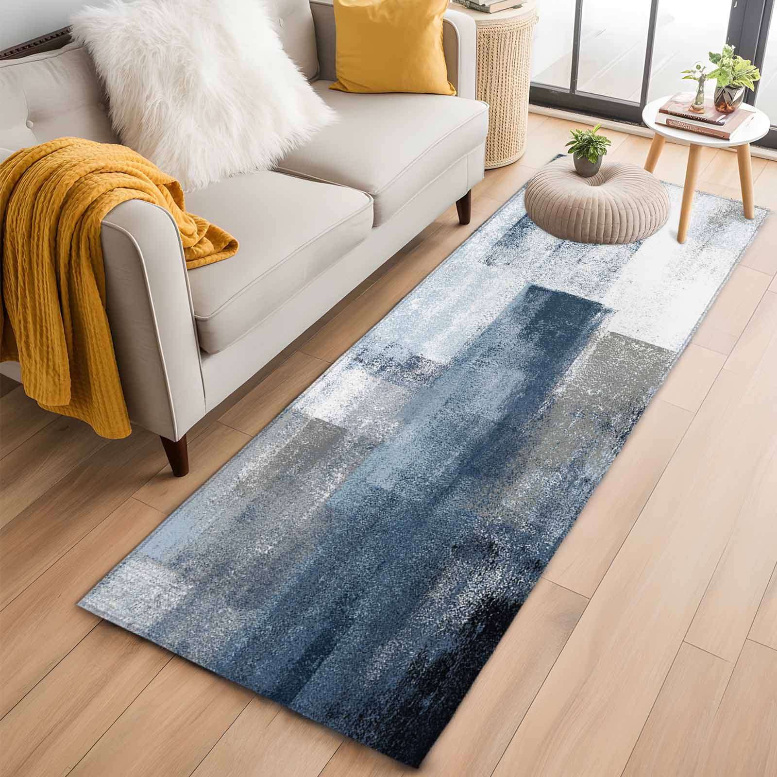 Blue Kitchen Runner Rug 2x6 Washable Runners for Hallway Non Slip Retro ...