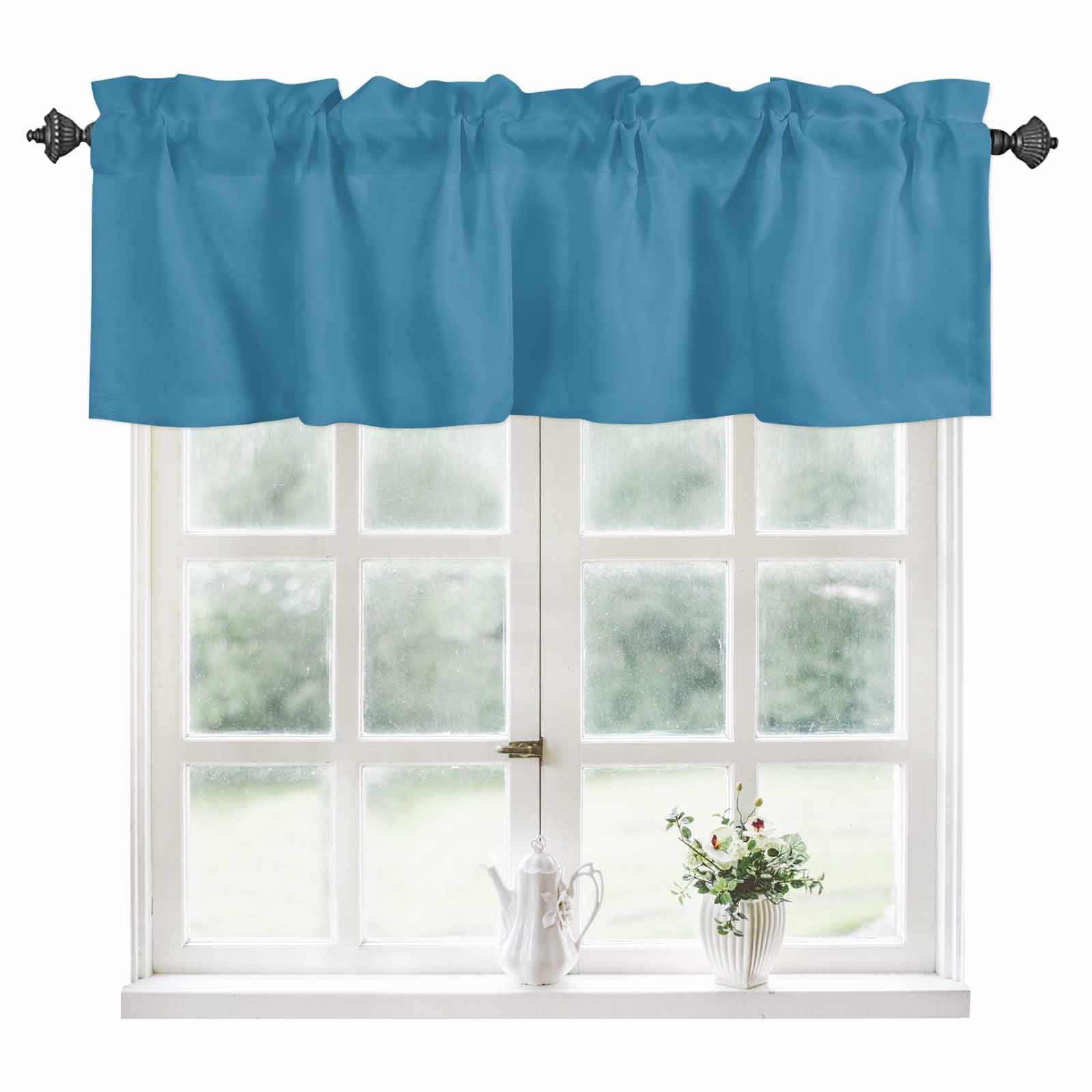 Blue Kitchen Valances for Windows 60x18 Inch Kitchen Curtains Valances ...