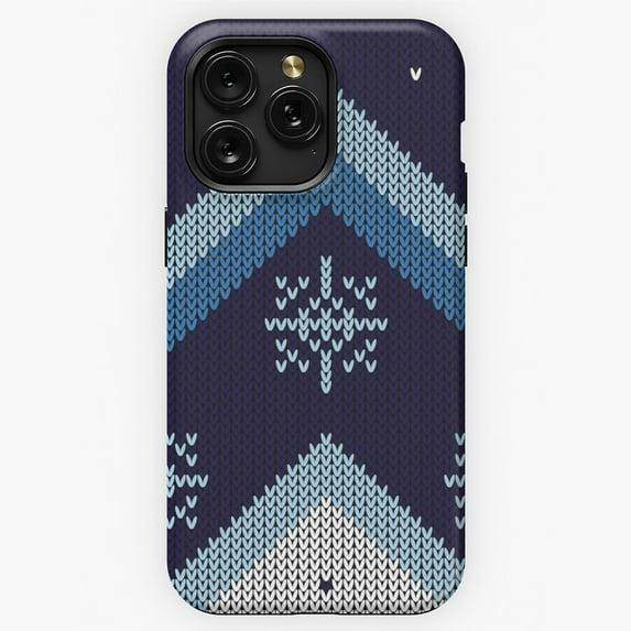 Blue Knit Cozy Texture Winter Pattern iPhone Case 17 16 15 14 13 12 11 ...